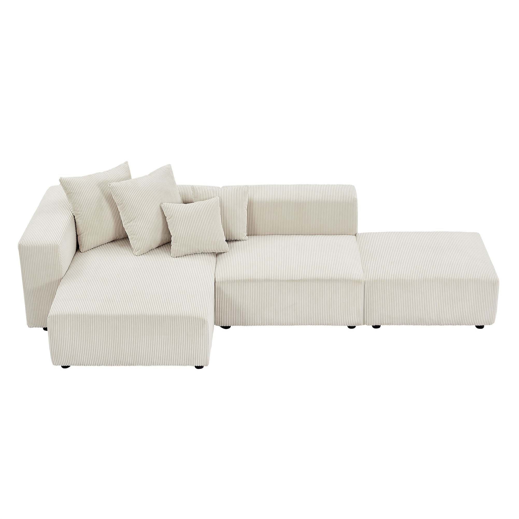 Latitude Run® Soft Corduroy Sectional Modular Sofa Set, Small L-Shaped ...