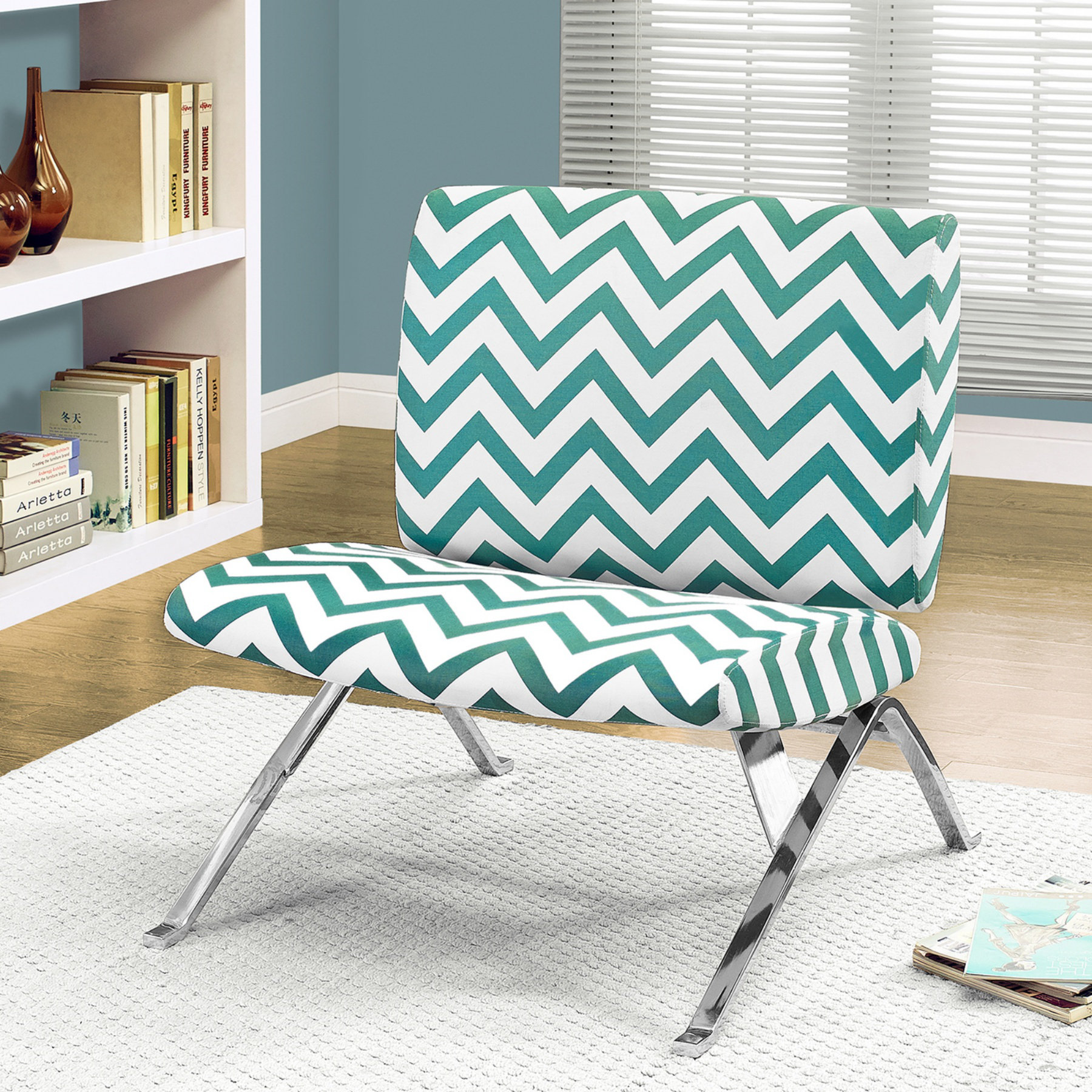 Ivy Bronx Modern Accent Chair With Chevron Pattern, Armless Design ...