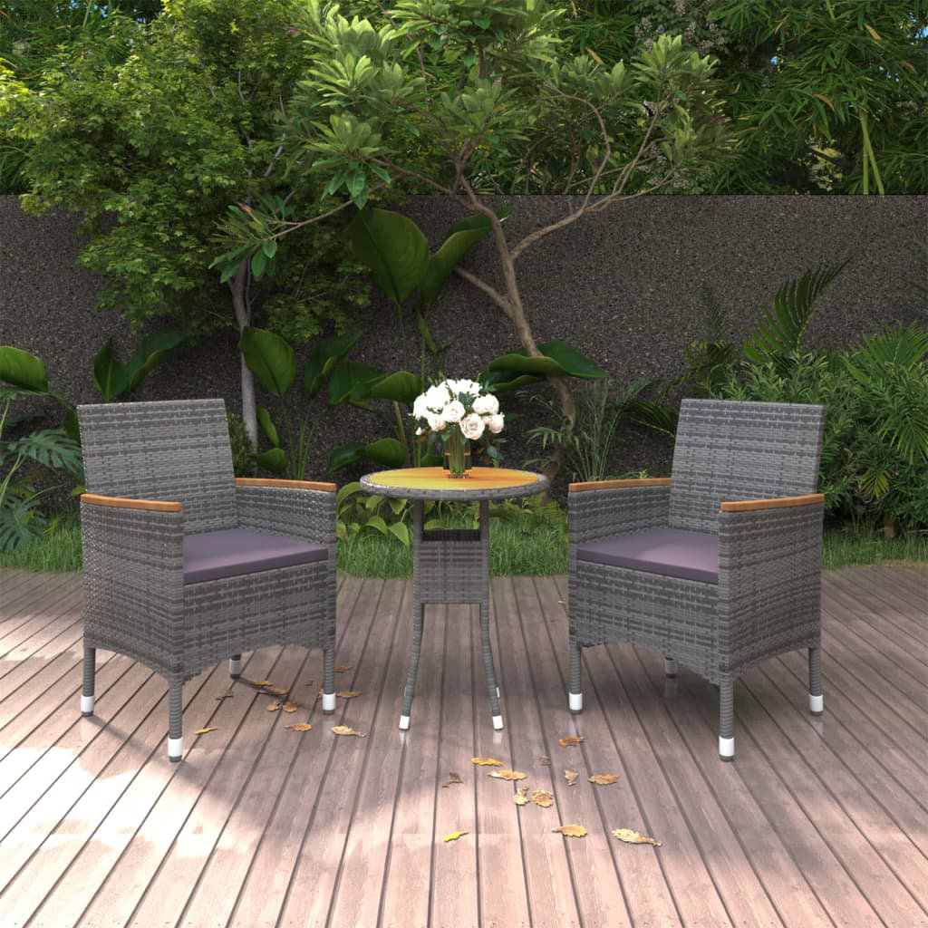 Dovecove Patio Dining Set 3 Piece Rattan Patio Conversation Set Poly ...