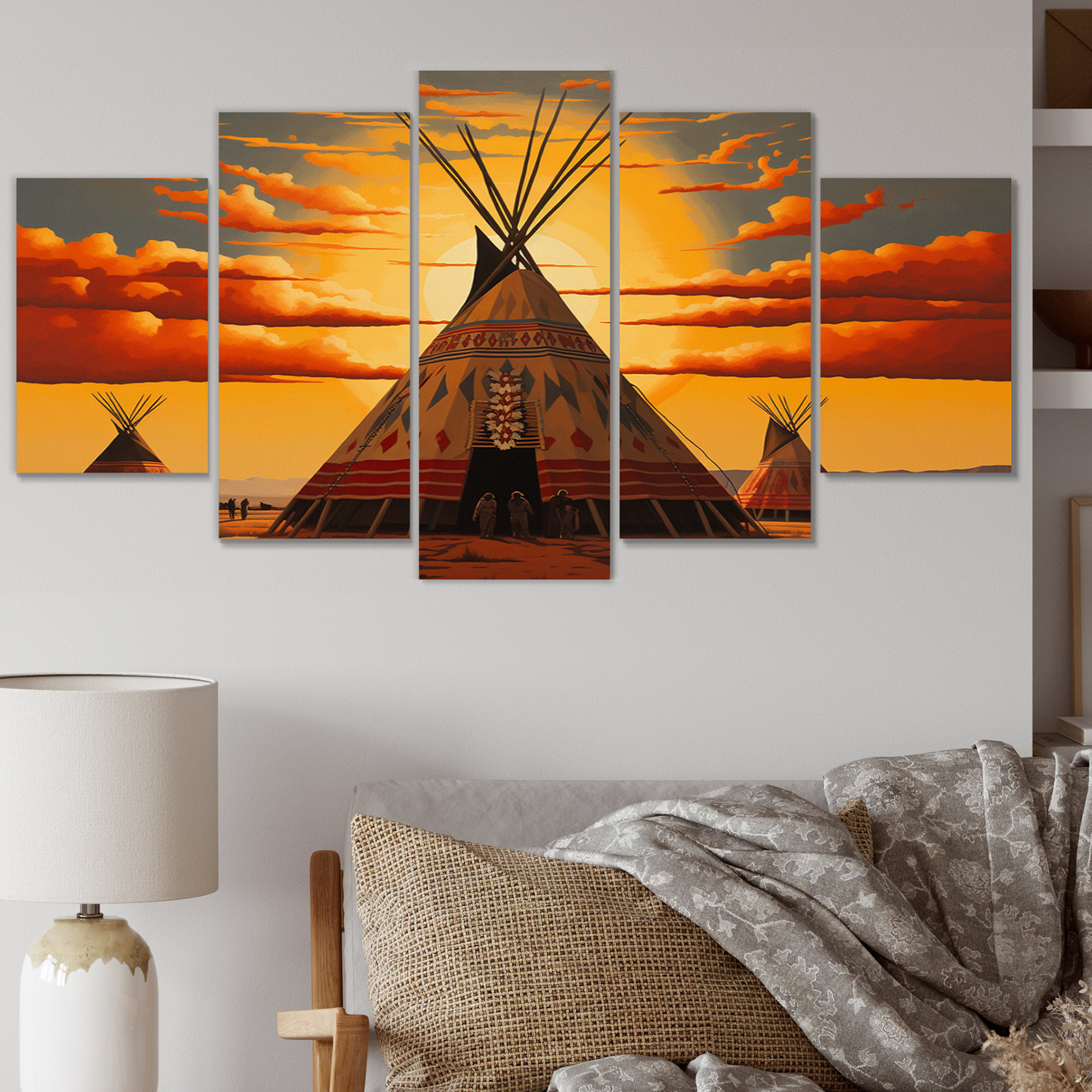 Union Rustic Native Tipi Orange Collage II - Native American Wall Art ...