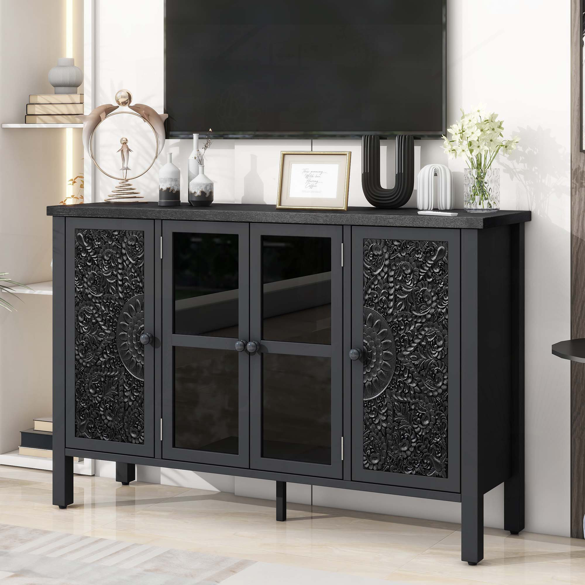 Astoria Grand Media Console Cabinet with 3 Spacious Cabinets | Wayfair