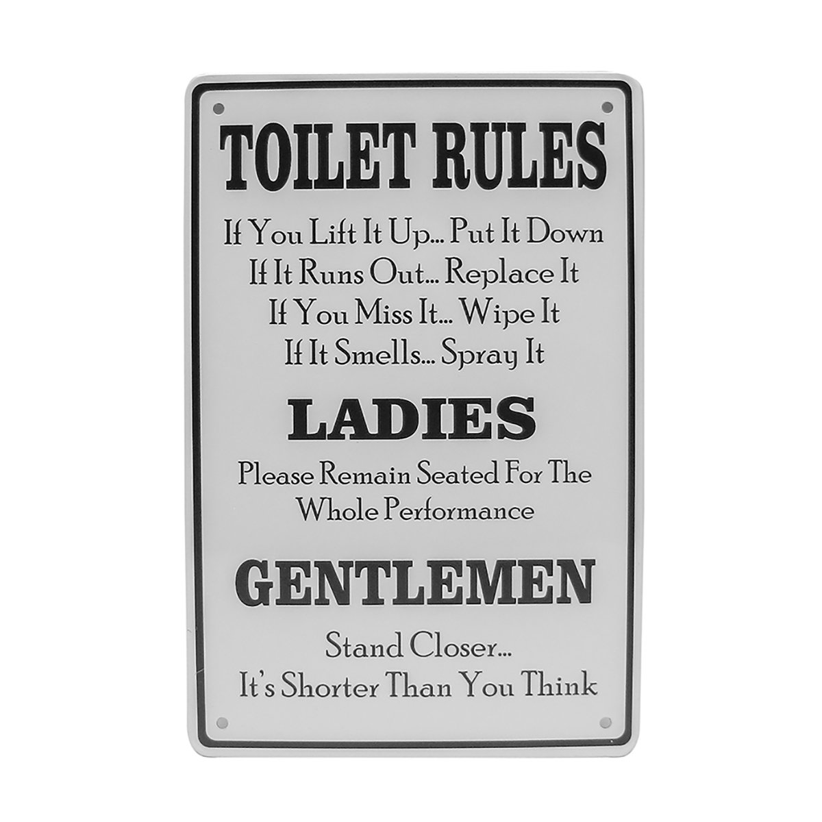 Trinx Metal Toilet Rules Funny Pee Tin Bathroom Sign Home Bar Pub Restroom Wall Decor | Wayfair