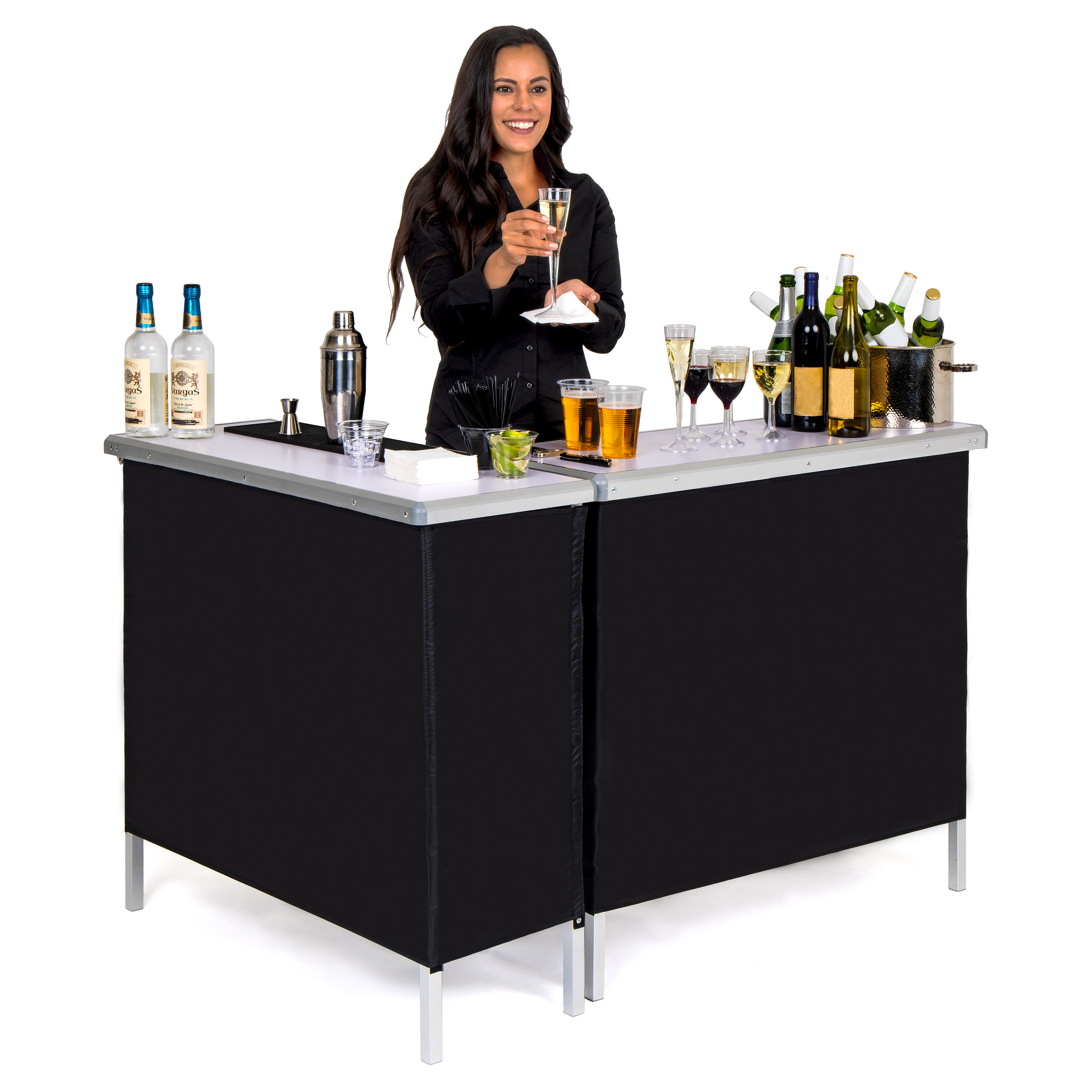 Gopong Gobar Portable Double Bar Table Set Mobile Bartender Station