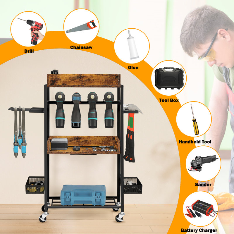 Haitral Wall Mounted Power Tool Organizer with Plug | Wayfair