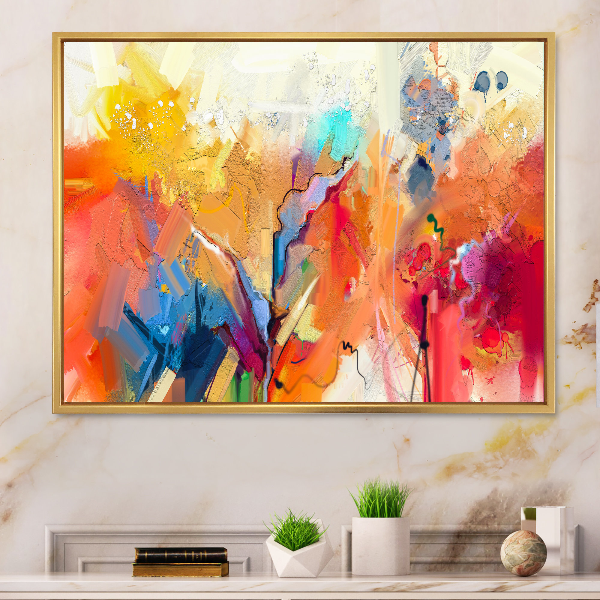 Wrought Studio™ Abstract Paintbrush Spring Flower Bouquet IX - Floater ...