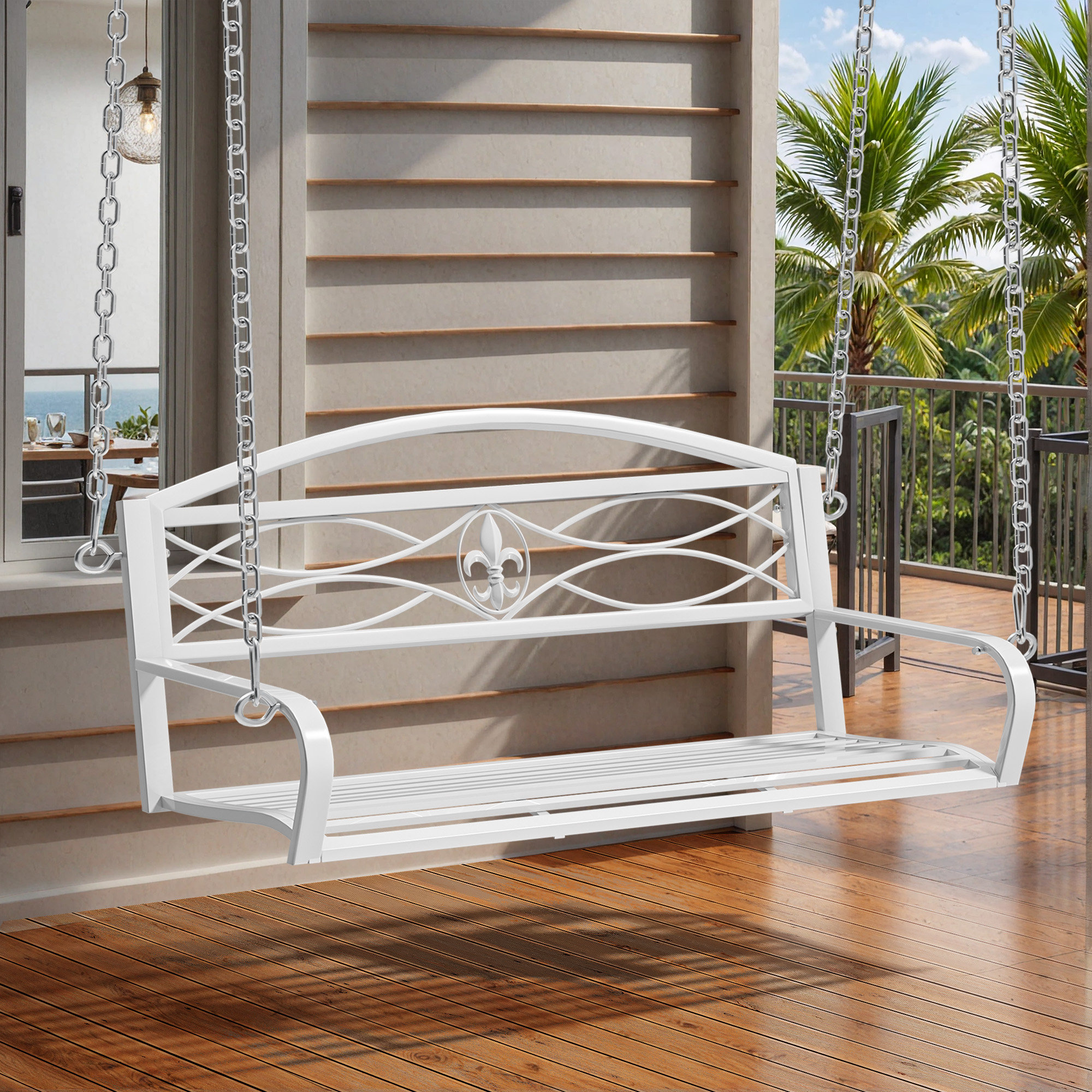 Fleur De Lis Living Woolley 2 Person Porch Swing | Wayfair