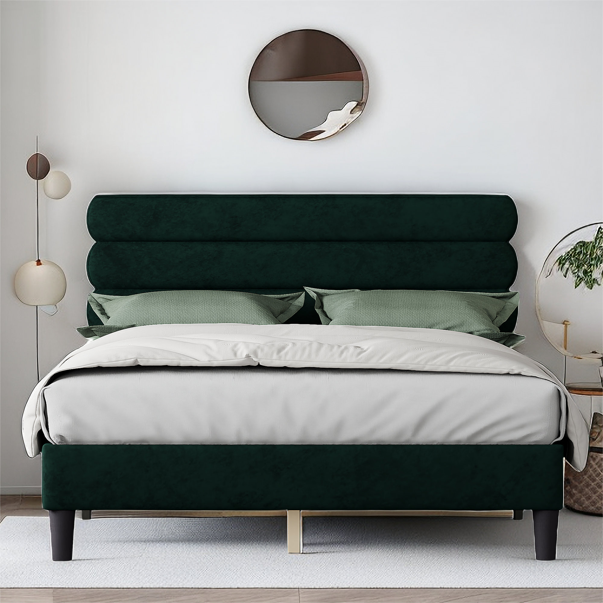 Mercer41 Treava Upholstered Platform Bed with Wooden Slats Support ...