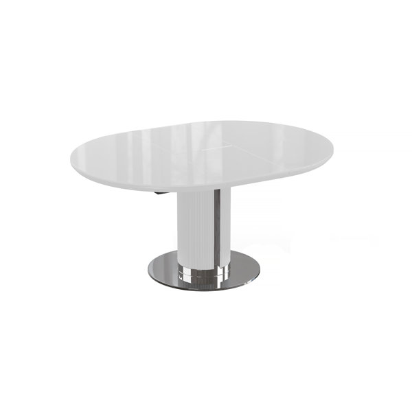 Brayden Studio Ossy Round White Glass Extending Dining Table | Wayfair ...
