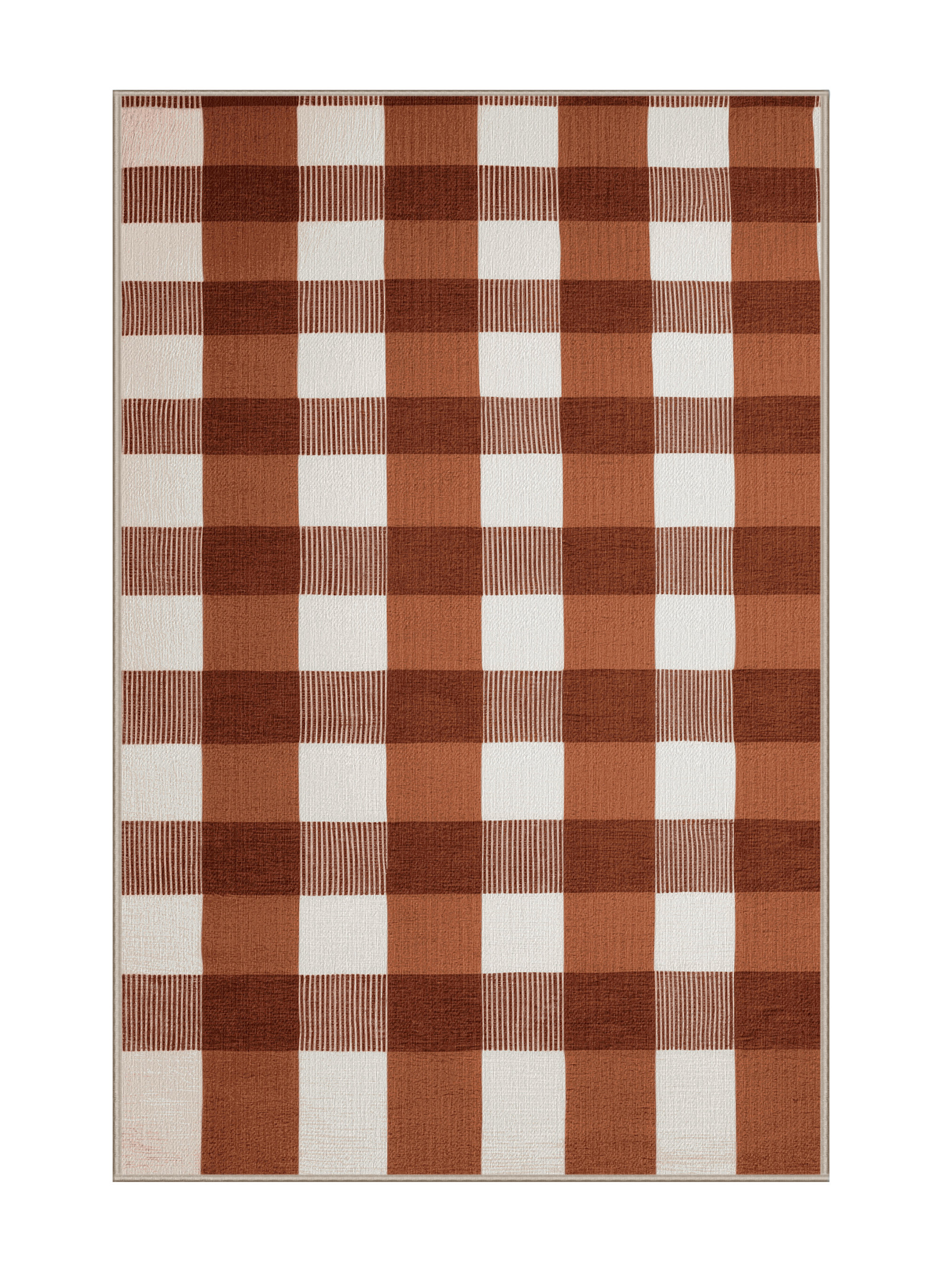 One Allium Way® Machine Washable Checkered Brown Area Rug | Wayfair