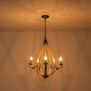 Ophelia & Co. 5 - Light Farmhouse Hemp Rope Wooden Chandelier | Wayfair