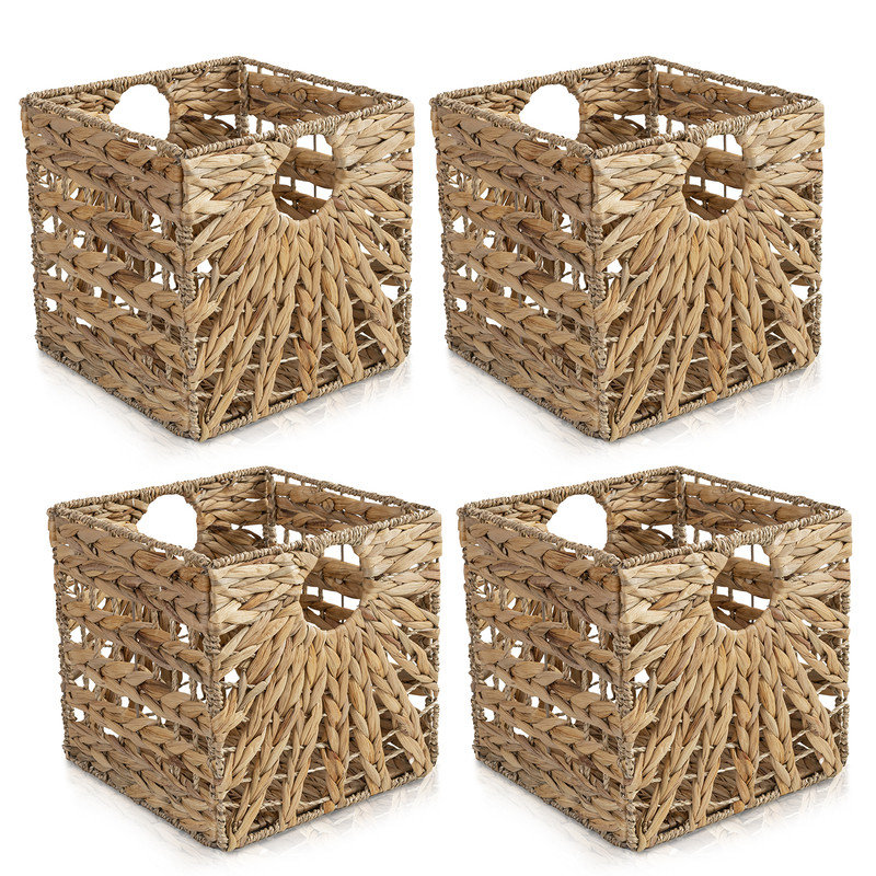 Bay Isle Home™ Water Hyacinth Foldable Storage Baskets Wicker Cube ...
