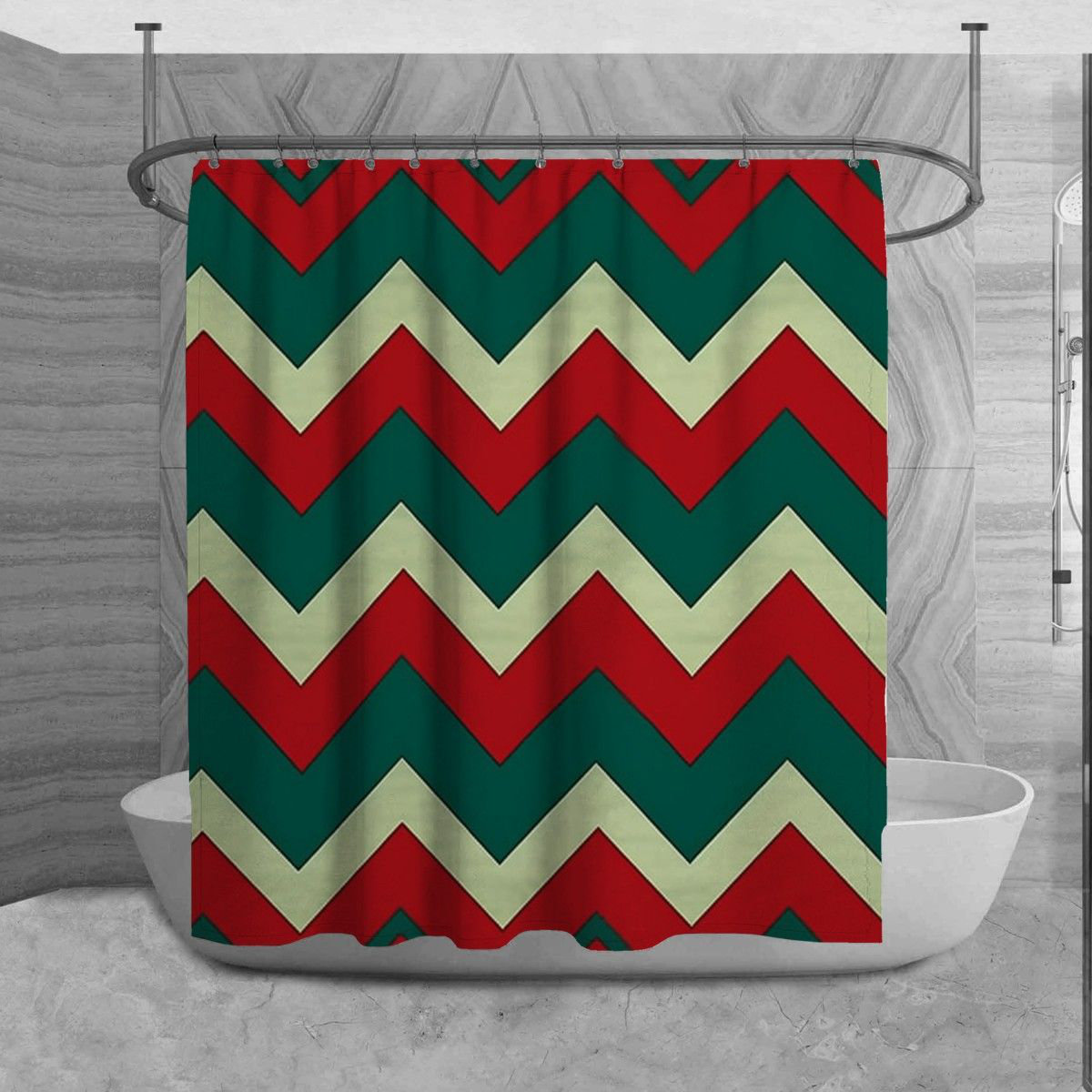 East Urban Home Chevron Shower Curtain Modern Bathroom Decor Green ...