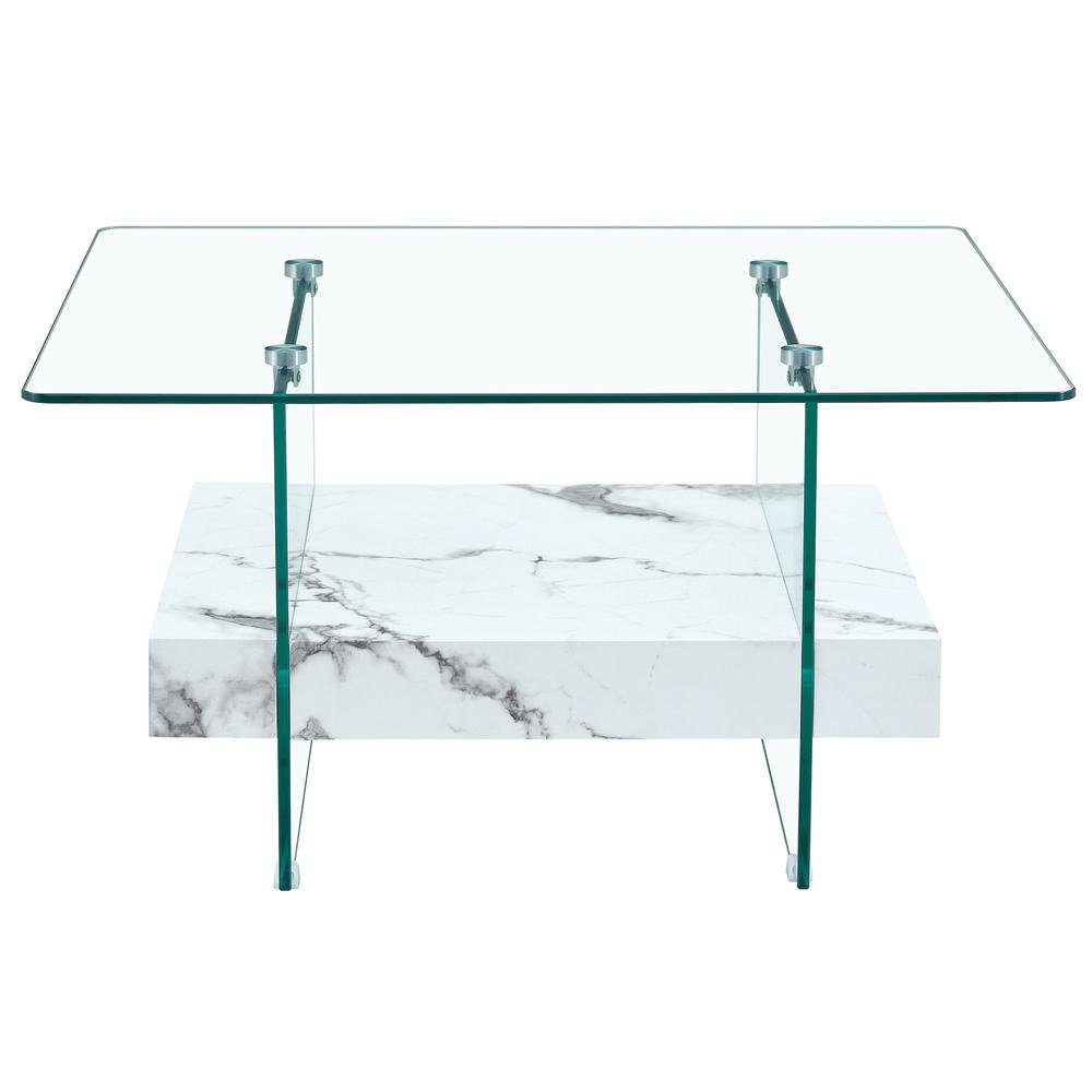 Wrought Studio™ Modern Two-Tier Design Transparent Tempered Glass Top ...