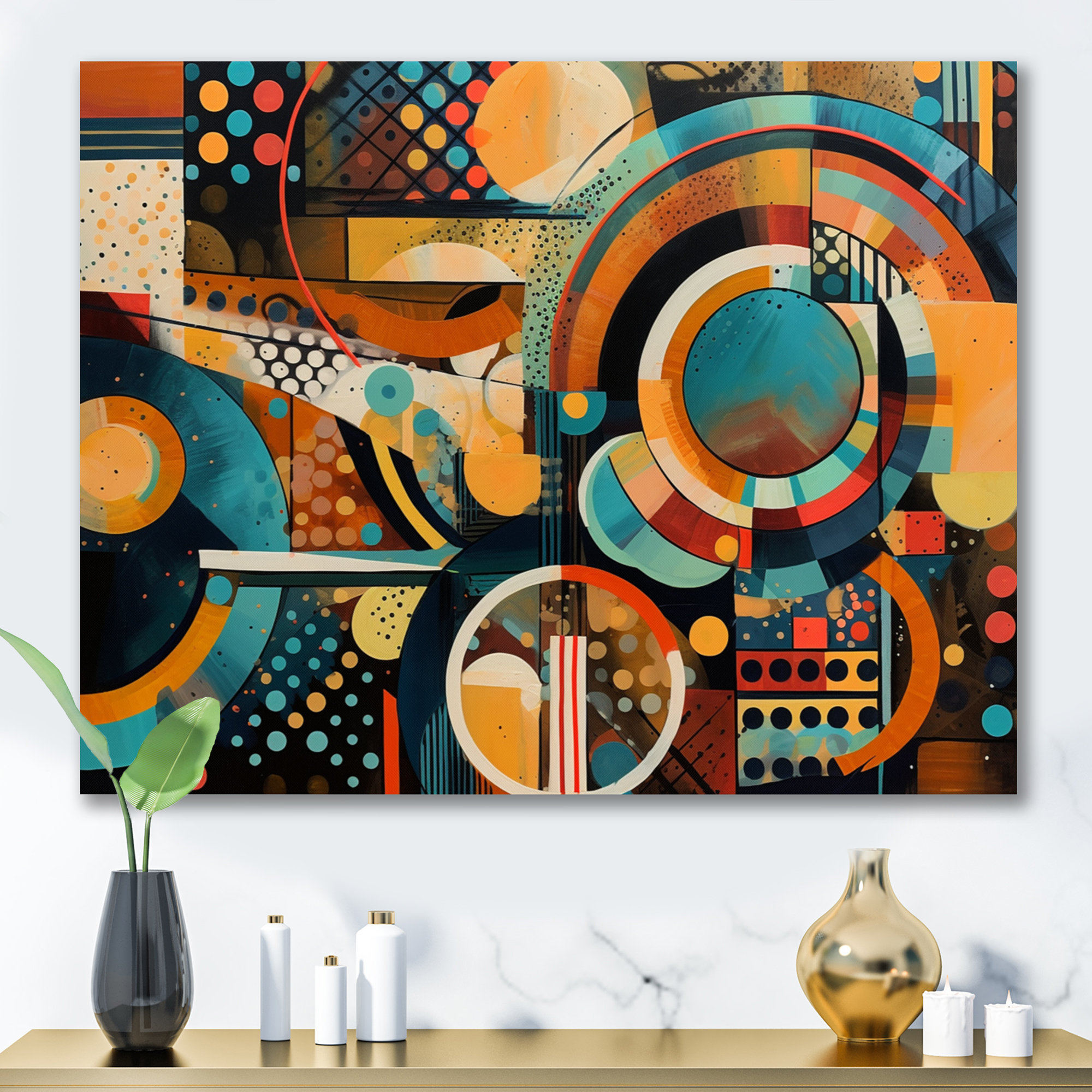 Wrought Studio™ Orange And Blue Geometric Vibrations III - Modern ...
