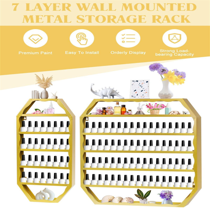 Everly Quinn Metal Wall Mounted Nail Polish Storage Rack | Wayfair