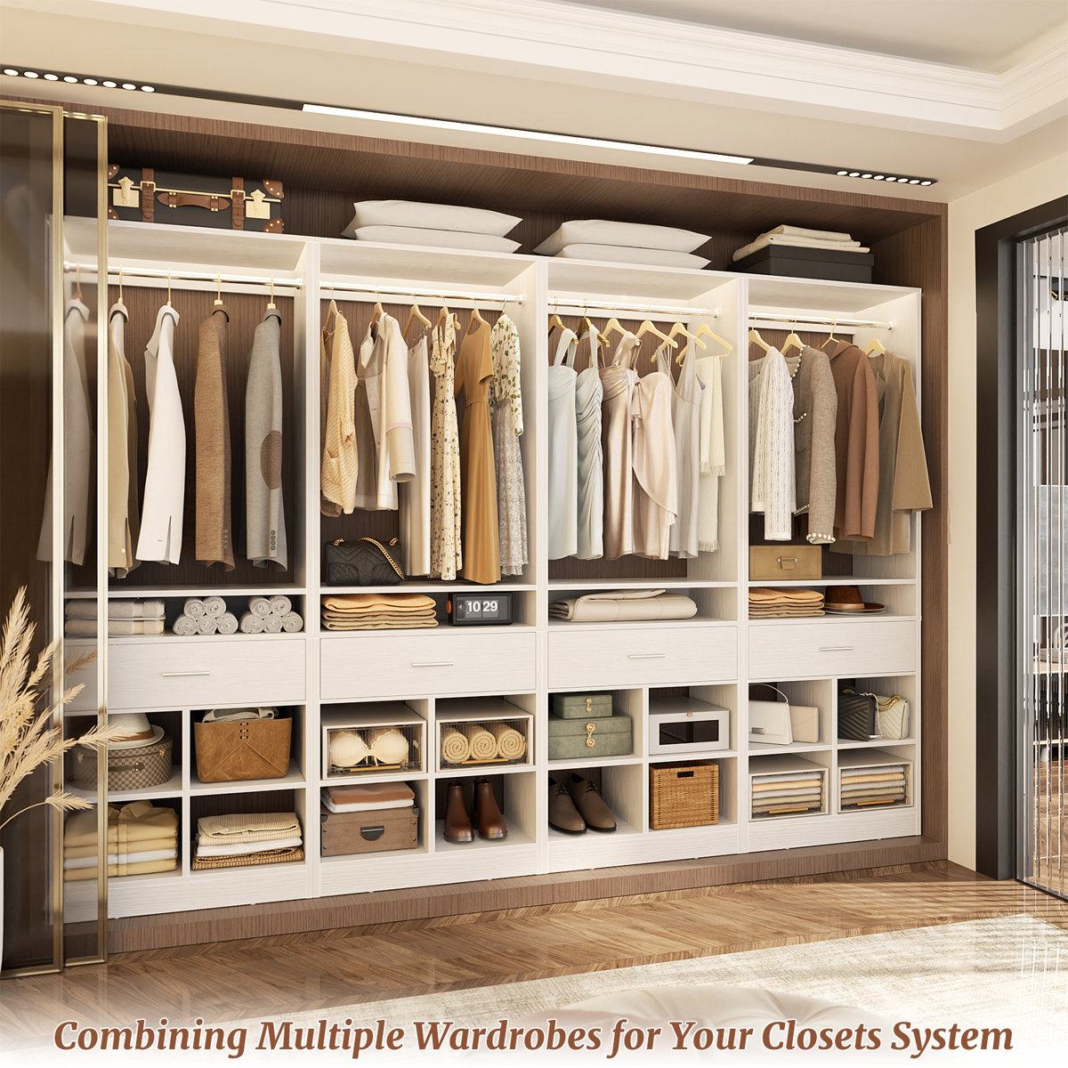 Ebern Designs 24.4'' W Freestanding Closet System With Drawer | Wayfair