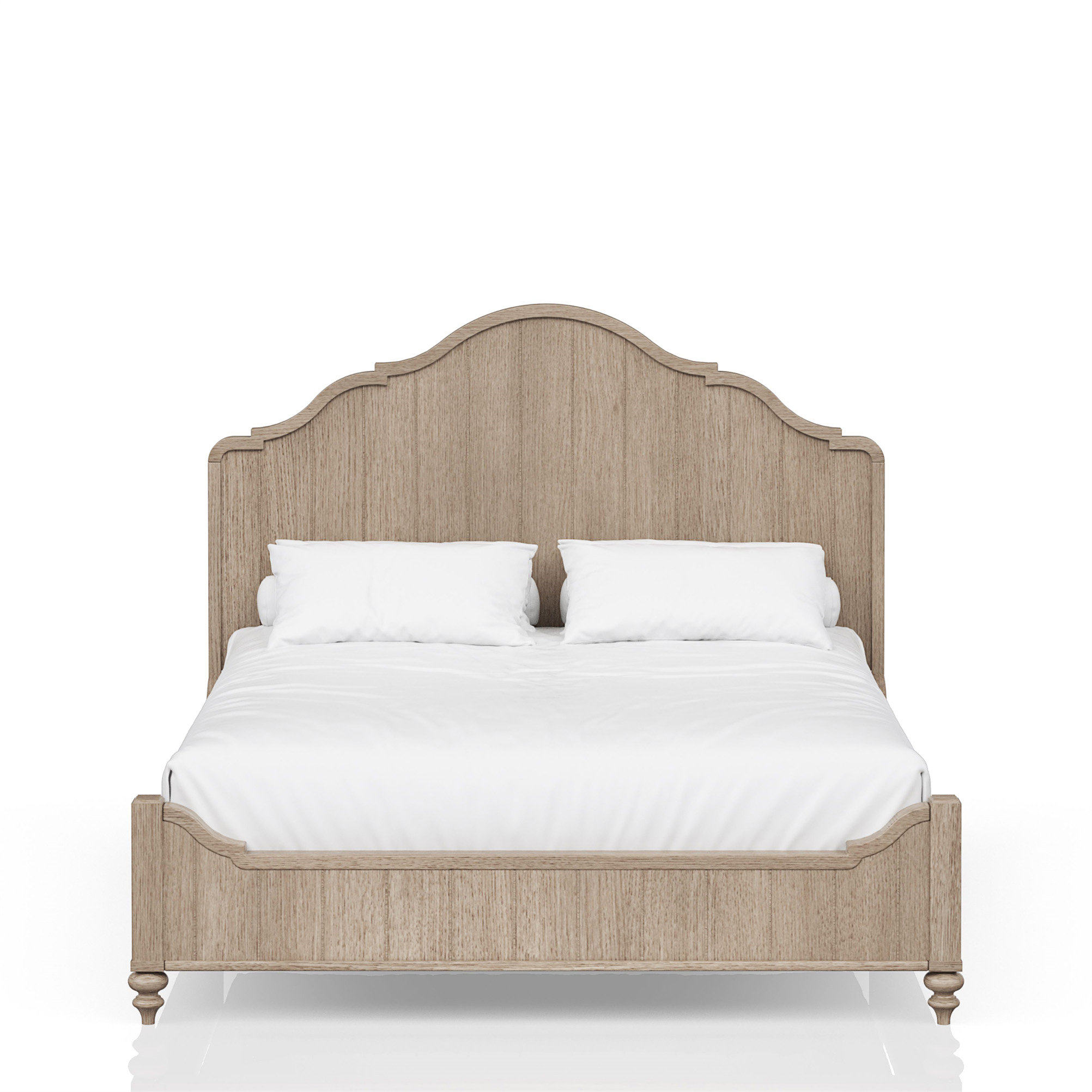 One Allium Way® Queen Panel Bed Frame In Sand Finish With Transitional ...