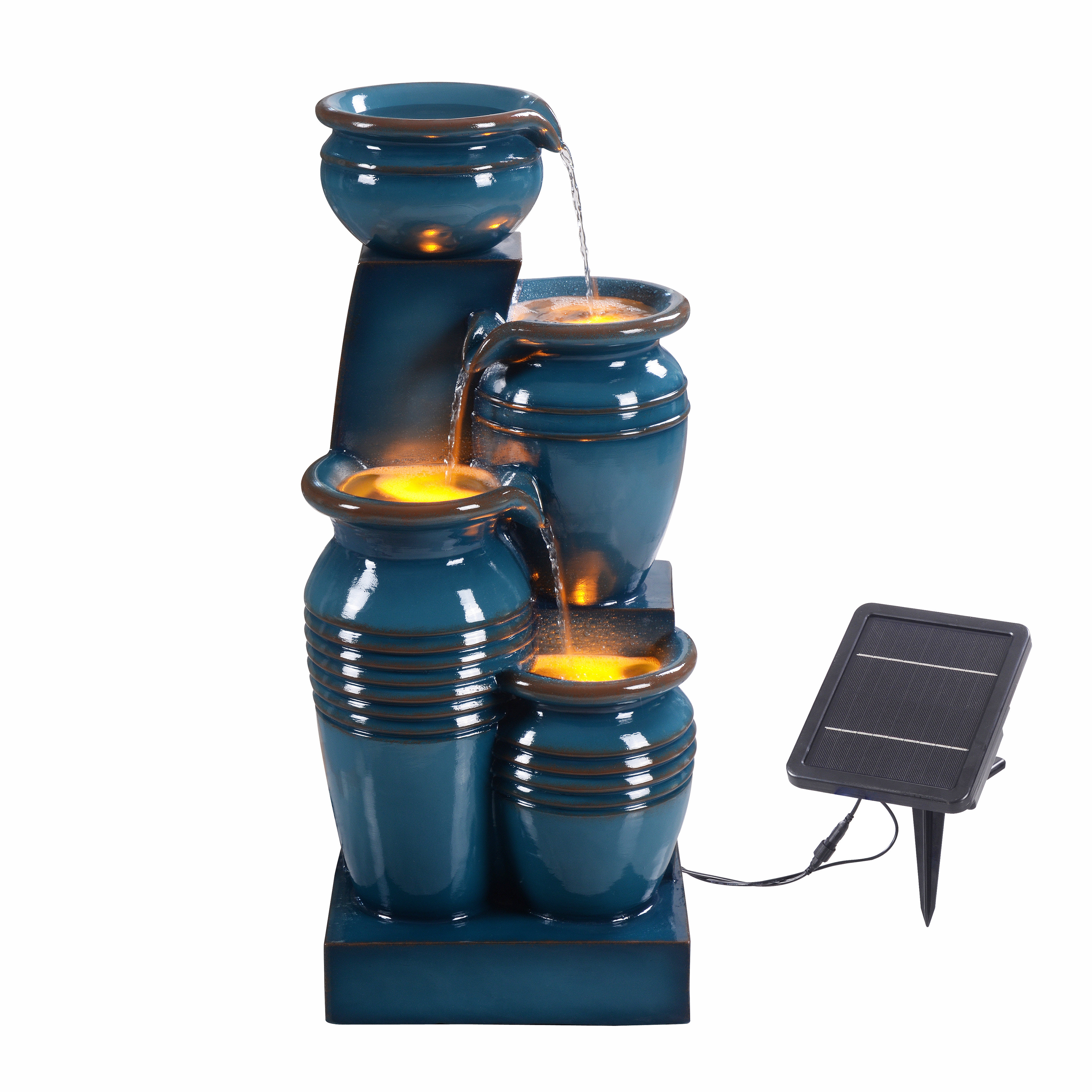 Winston Porter 28.74" Outdoor Solar Water Fountain with LED Lights ...