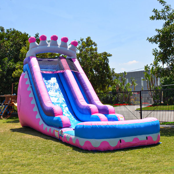 JumpOrange 18 FT Tall Princess Tiara Inflatable Water Slide with Splash ...