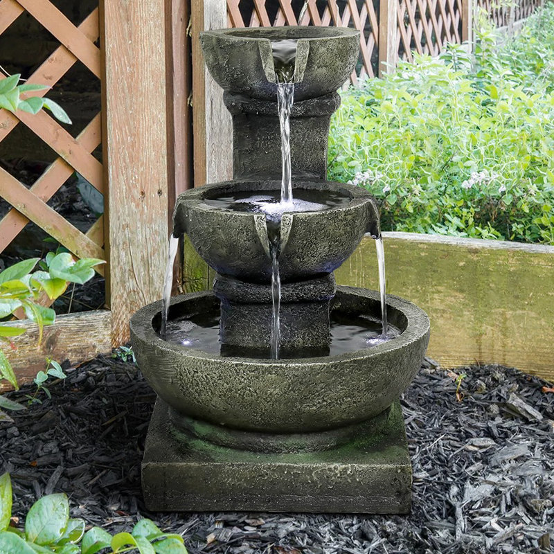 sunjet Sunjet Outdoor Waterfall Garden Fountain with LED Lights | Wayfair