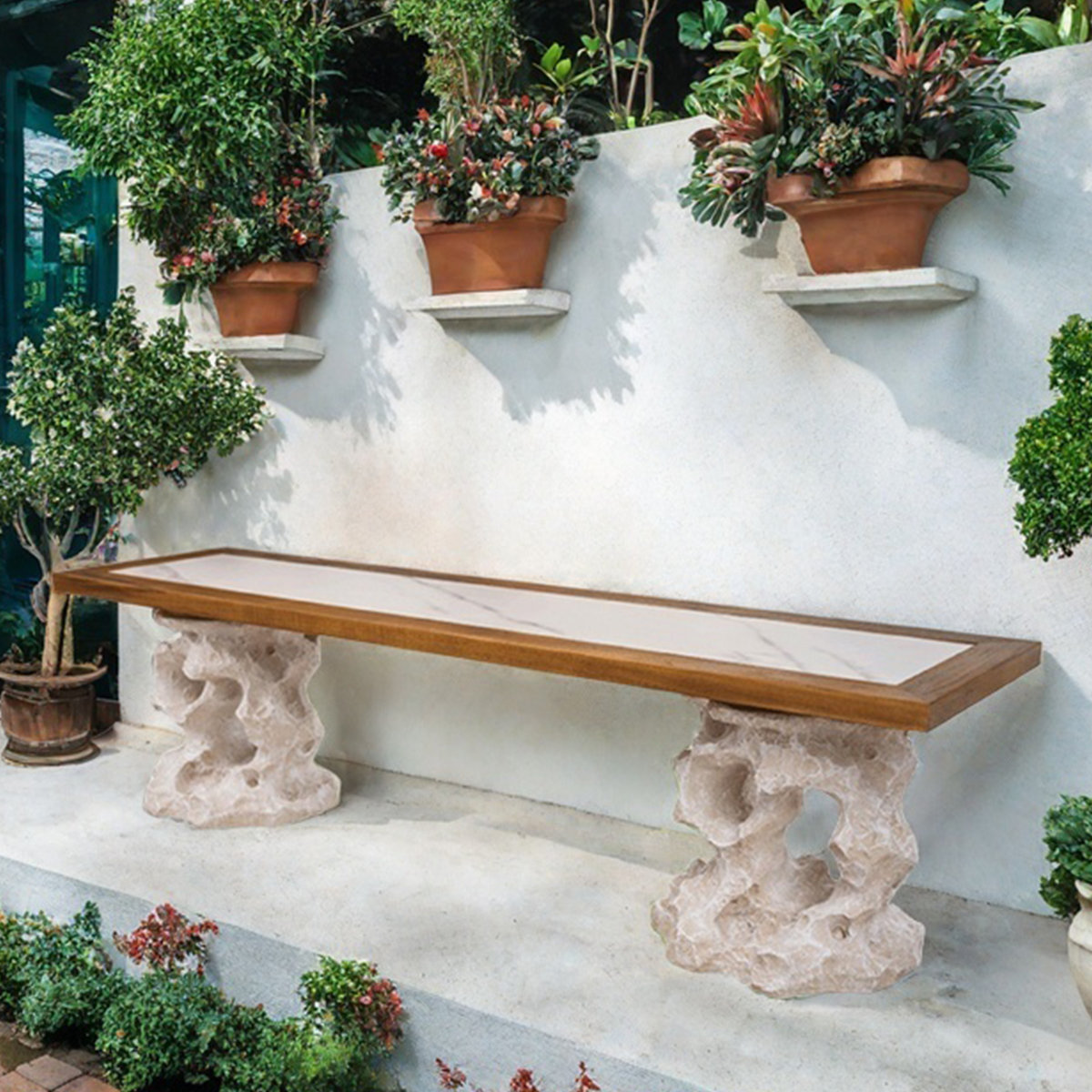 Sleek Surface Designs Outdoor solid wood flower rack bonsai shelf | Wayfair