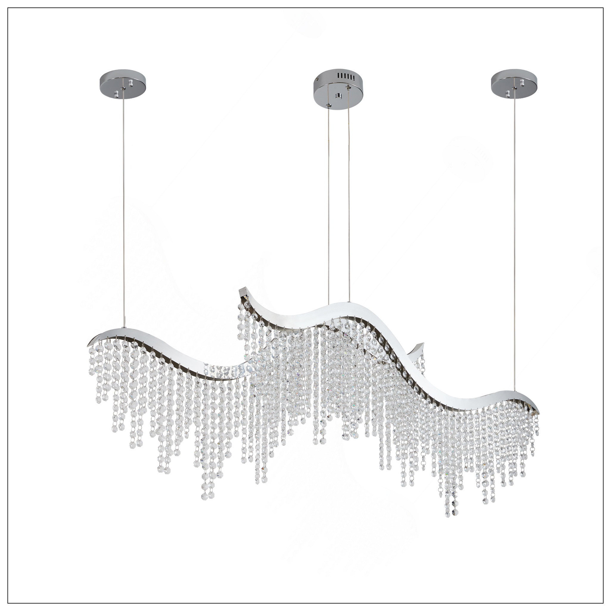 House of Hampton® -Inch Modern Wave LED Crystal Chandelier - Adjustable ...