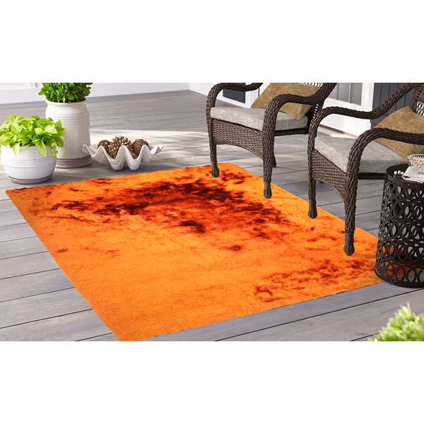 Rug Factory Plus Hand Made Orange Rust Shag Area Rug Carpet - Wayfair ...