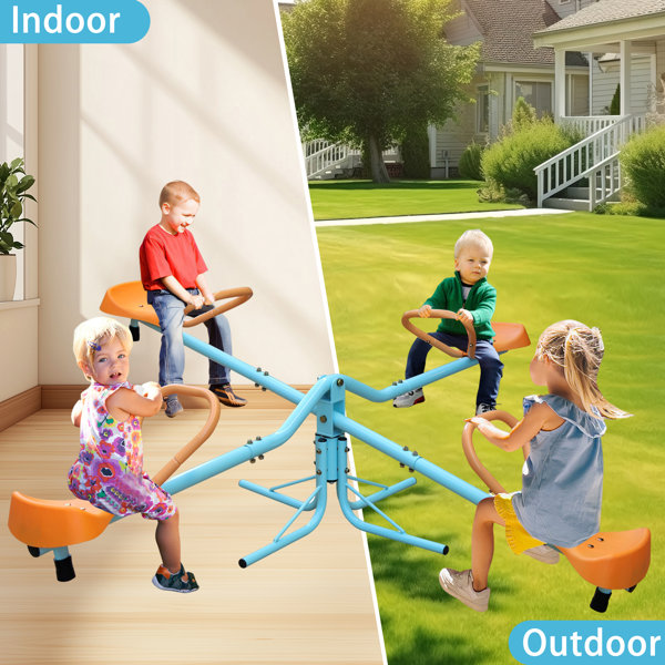 SUMIJ Outdoor Kids Spinning Seesaw Sit and Spin Teeter Totter Backyard ...
