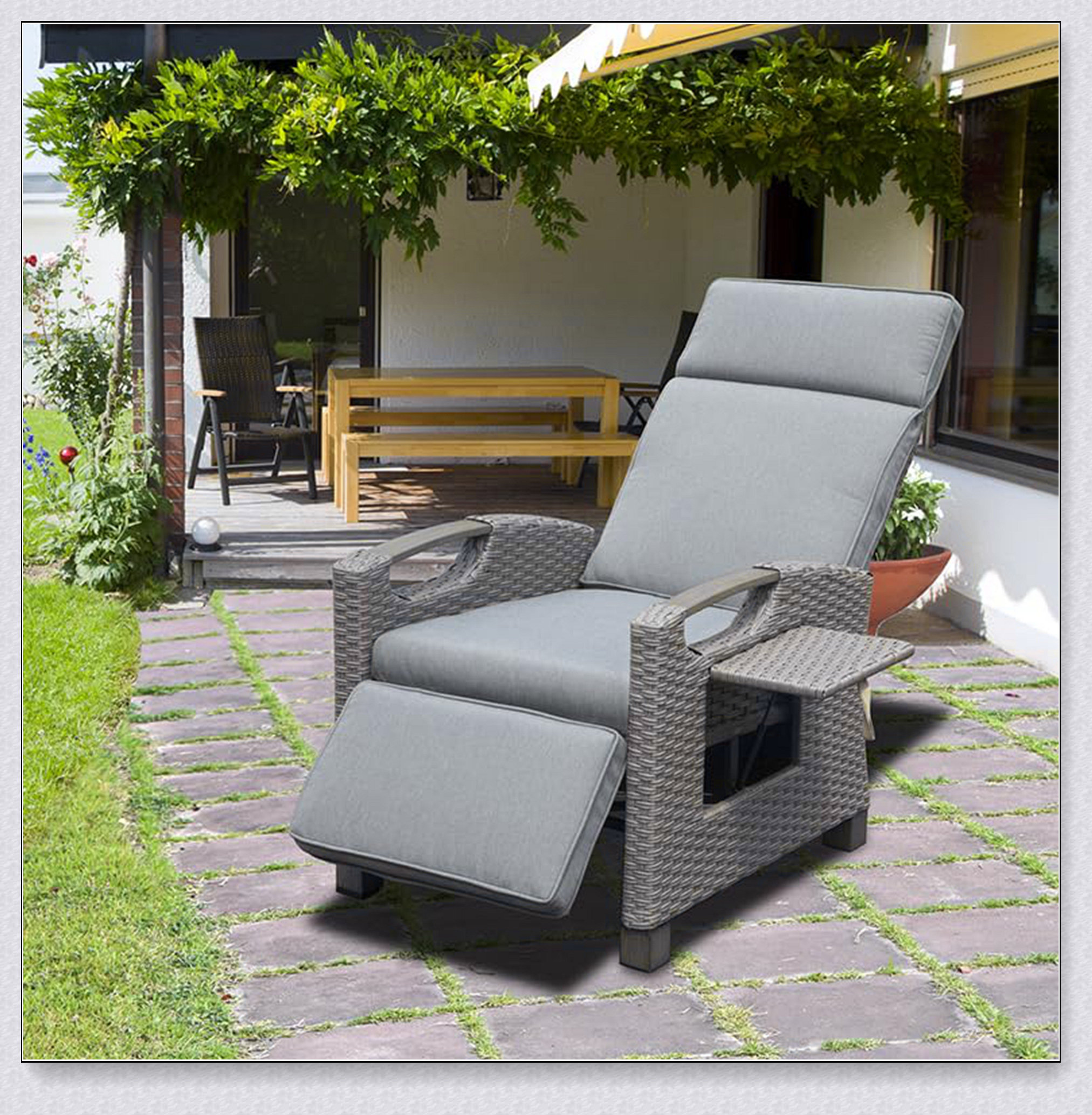 Lark Manor Outdoor Recliner Chair, Patio Recliner with Hand-Woven ...