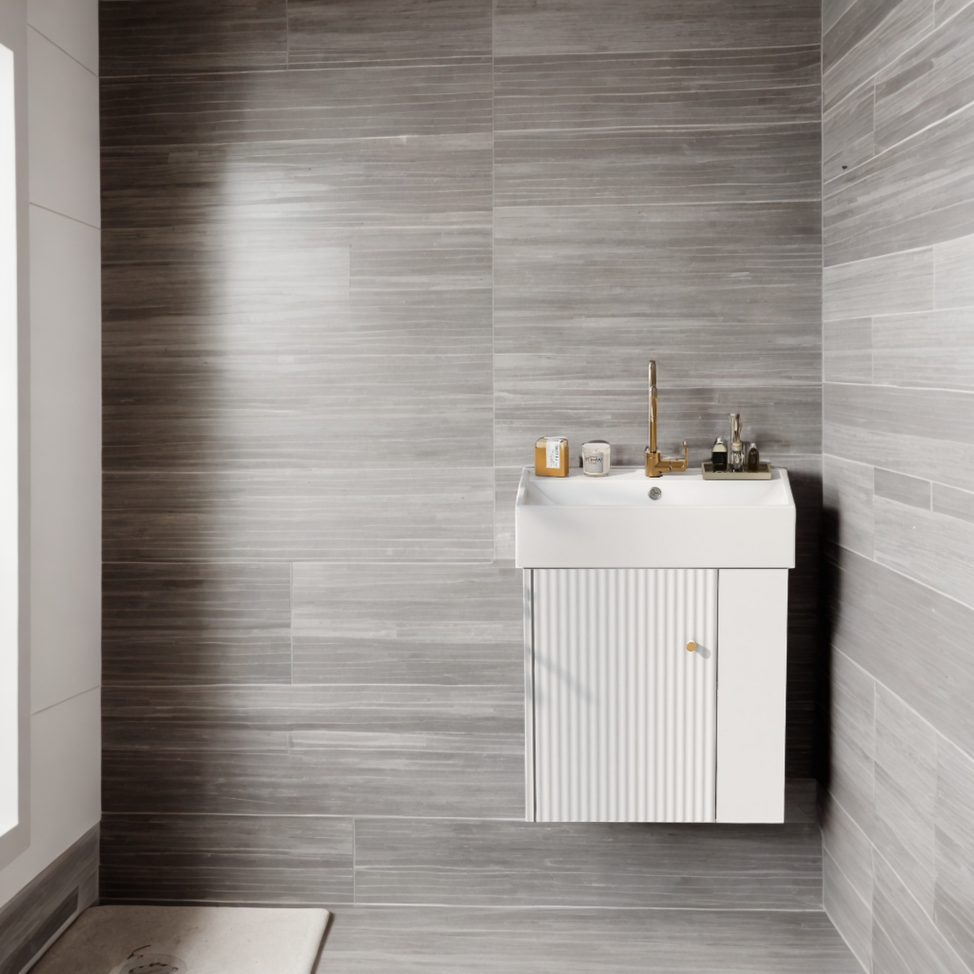 Aches 21.6 Inch Modern Floating Bathroom Vanity With Ceramic Basin ...