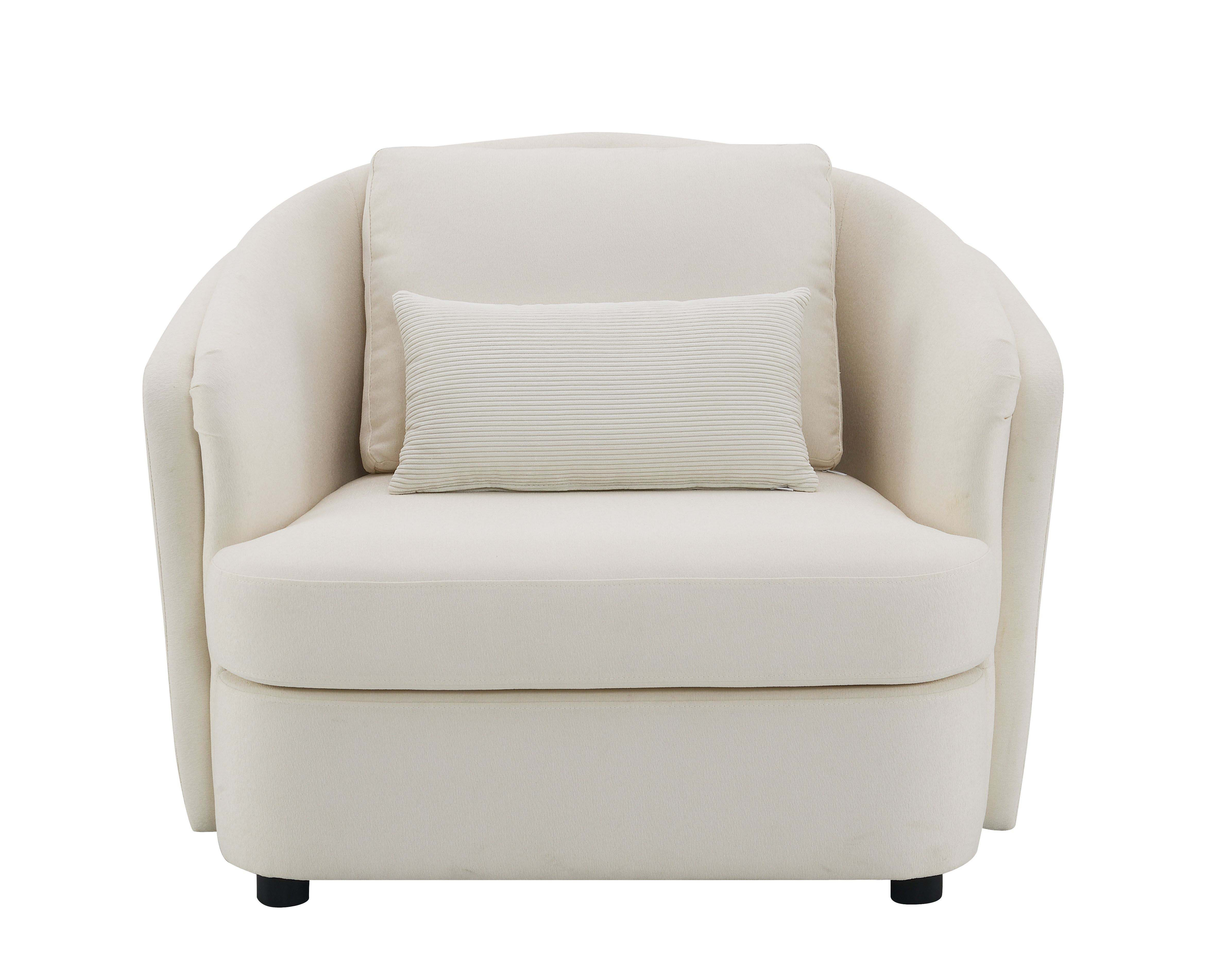 Latitude Run® Beige Linen Chair with 1 Toss Pillow | Wayfair