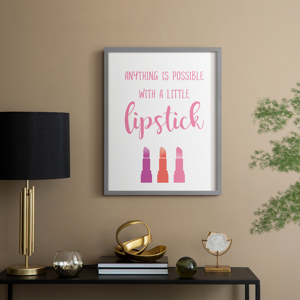 Trinx Little Lipstick Framed Print - Solid Wood | Wayfair