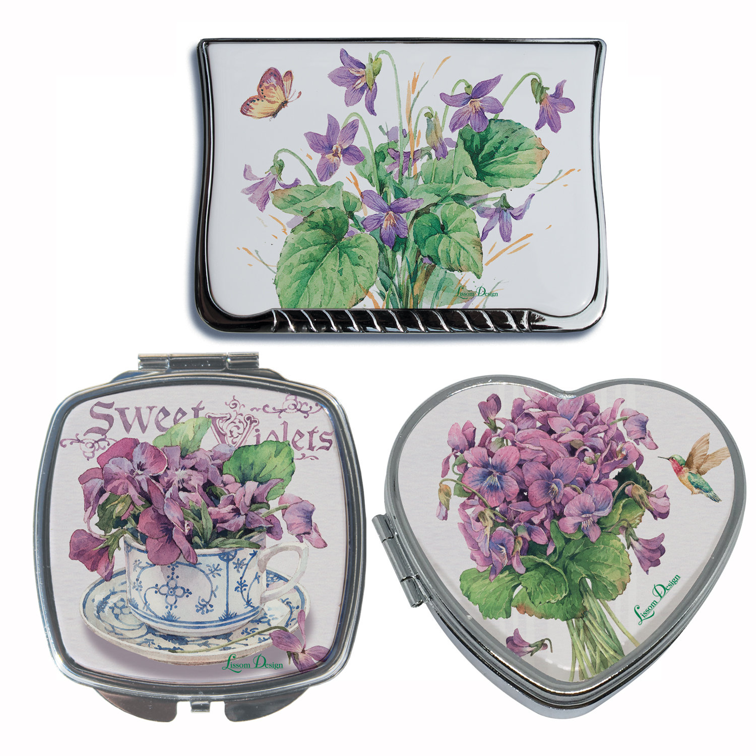 Ophelia & Co. 3 Piece Marita Sweet Violets Cottage Mirror Set | Wayfair