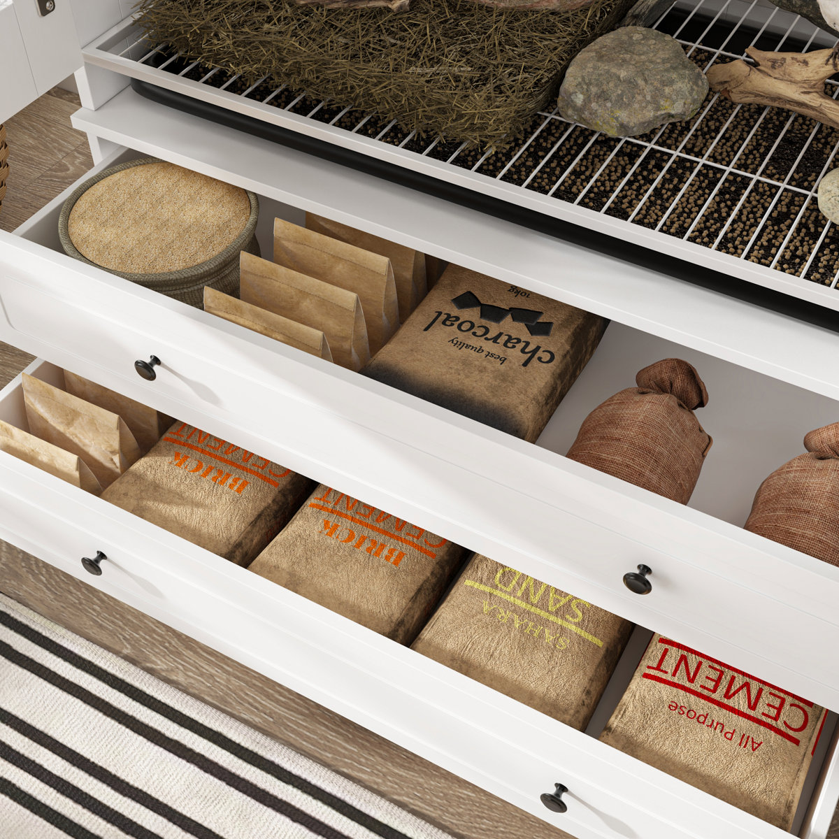 Latitude Run® White Large Floor Bird Cage with Removable Tray, Gridded ...