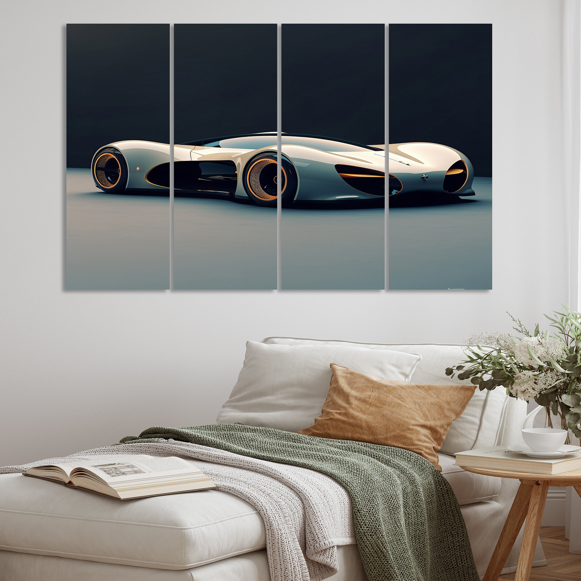 Ebern Designs Futuristic Bugatti Sports Car II 4 Pieces | Wayfair