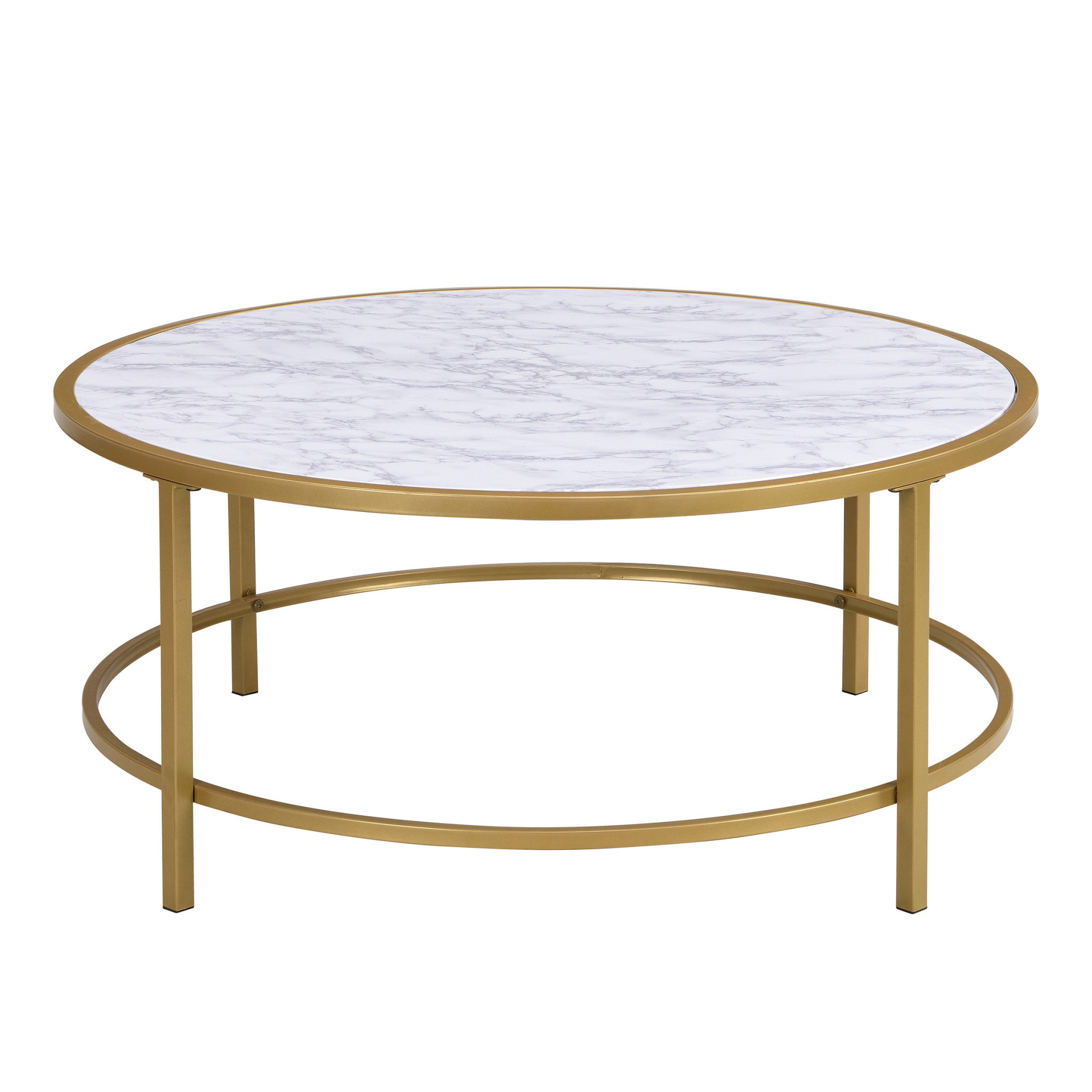Everly Quinn TDCHR: Table basse ronde blanche et dorée de 36 po ...
