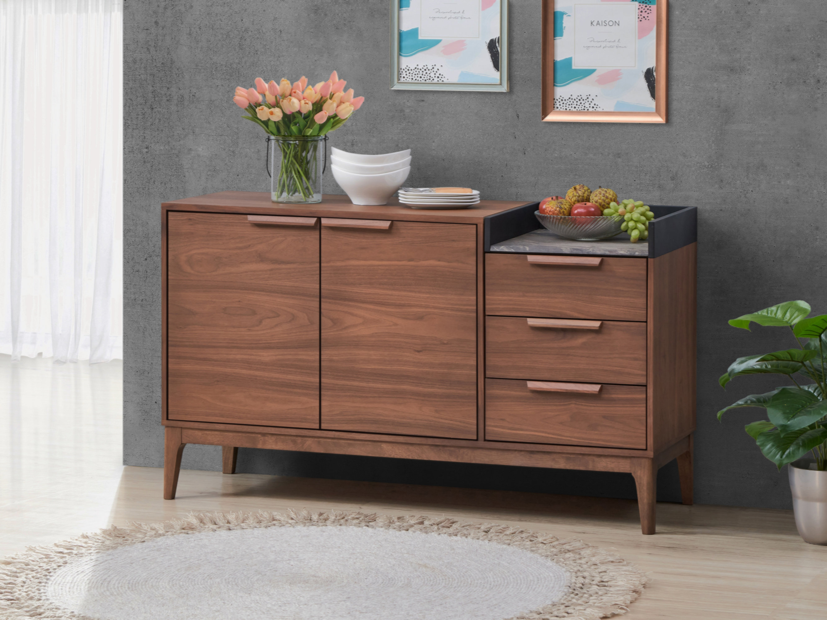 George Oliver Bevis Server, Walnut Finish | Wayfair