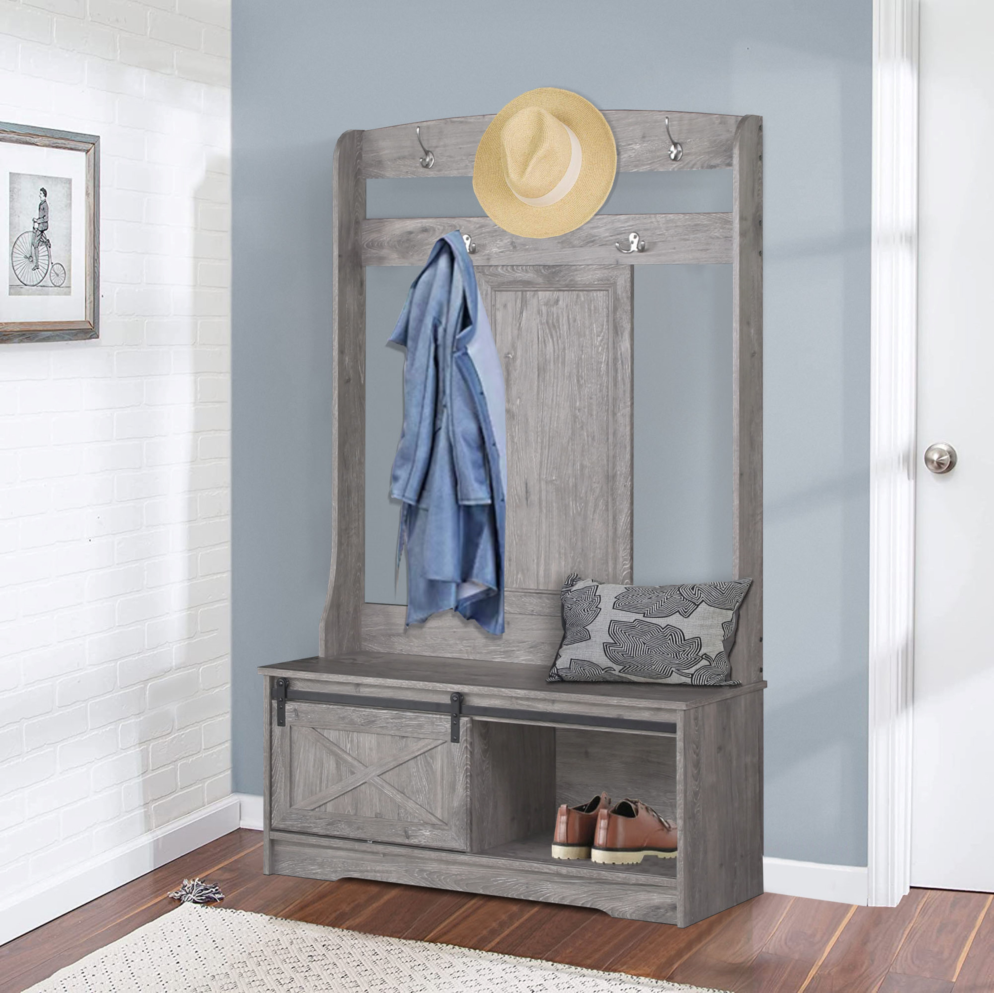 Laurel Foundry Modern Farmhouse Winifred Hall Tree 40'' Wide with Bench ...
