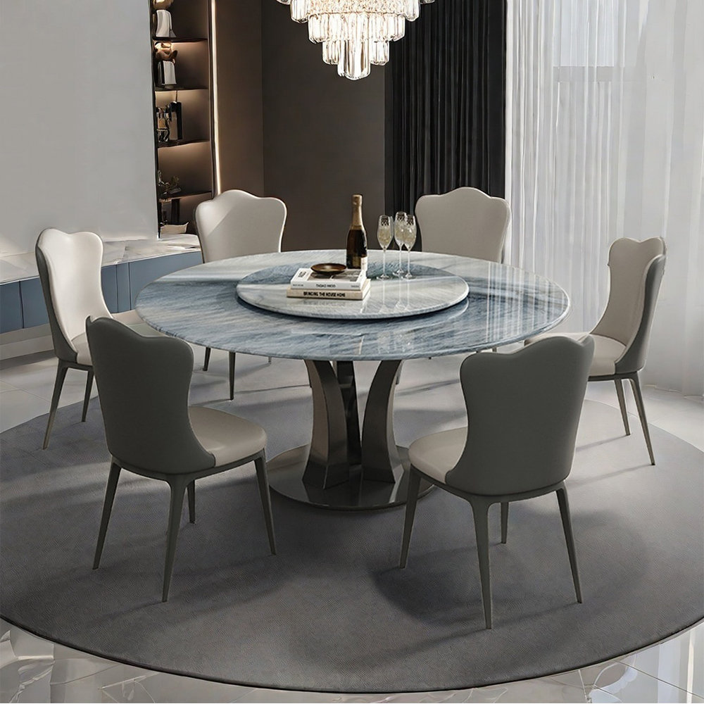 ALLNICEDT Luxury simple microlite round dining table set | Wayfair
