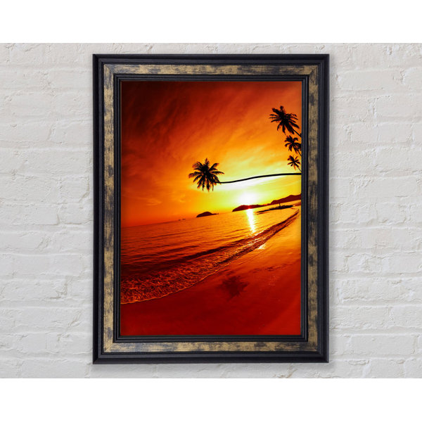 Highland Dunes Ocean Sunset Palm Framed Print | Wayfair.co.uk
