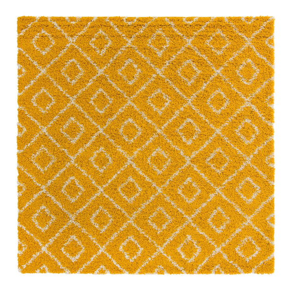Foundry Select Ruth Trellis Shag Rug Yellow & Reviews | Wayfair