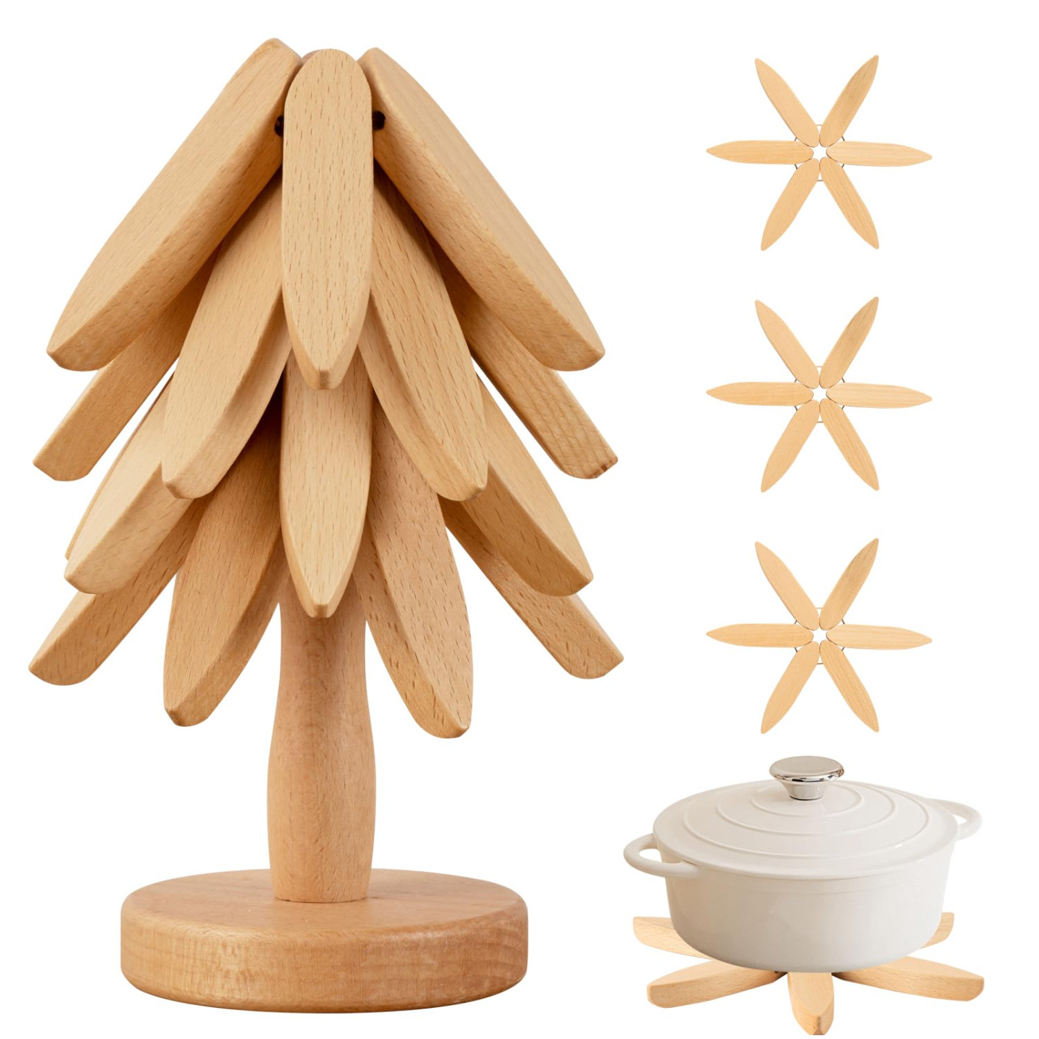 Stack man Wooden Trivets For Hot Dishes, Tree Shape Trivet Set,Hot Dish ...