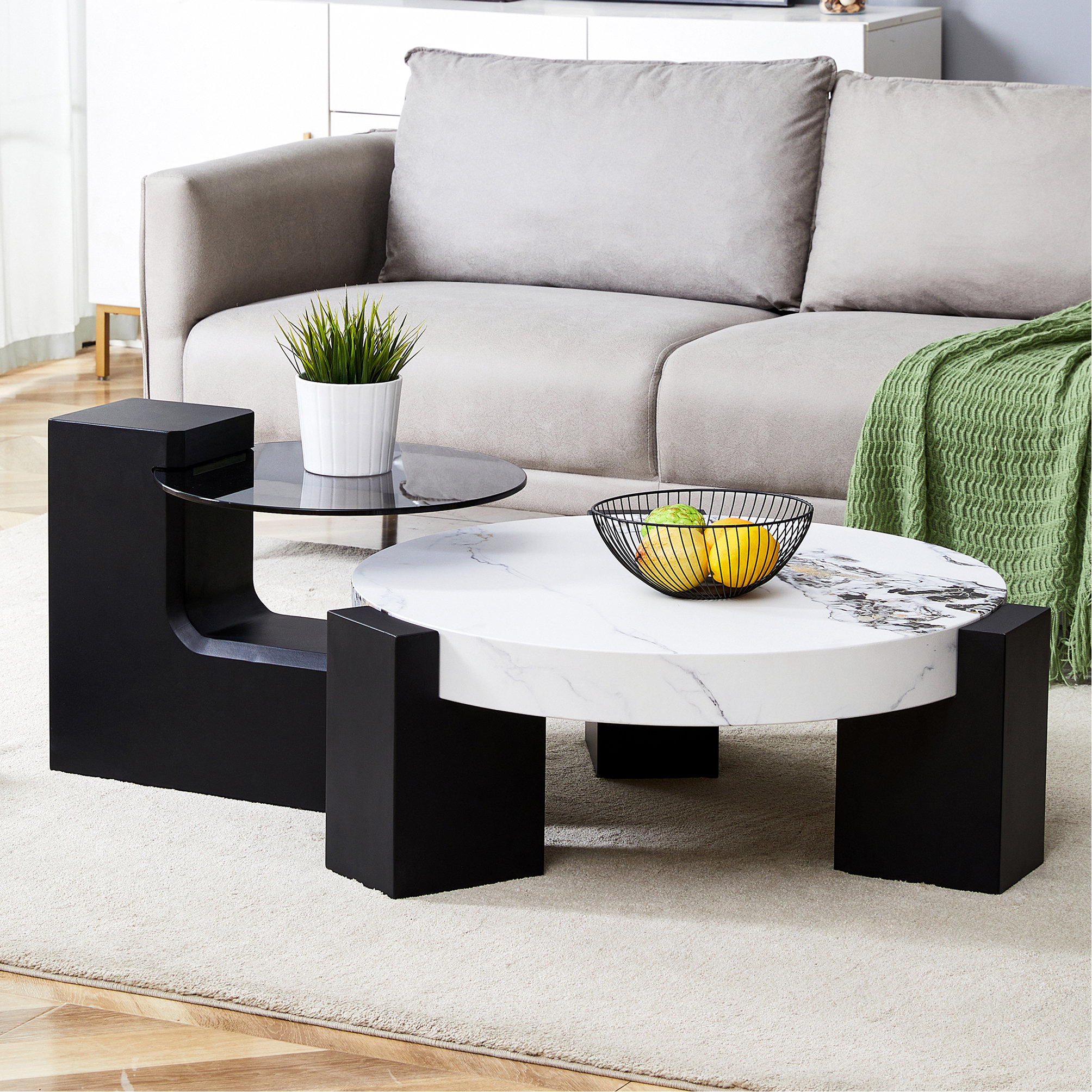 Ivy Bronx The detachable double-decker coffee table, the stylish design ...