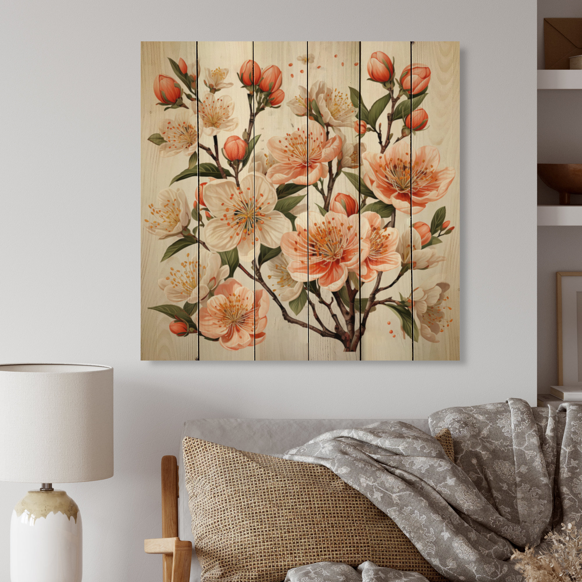Red Barrel Studio® Karanjit Peach Blossom Bliss IV On Wood Print | Wayfair