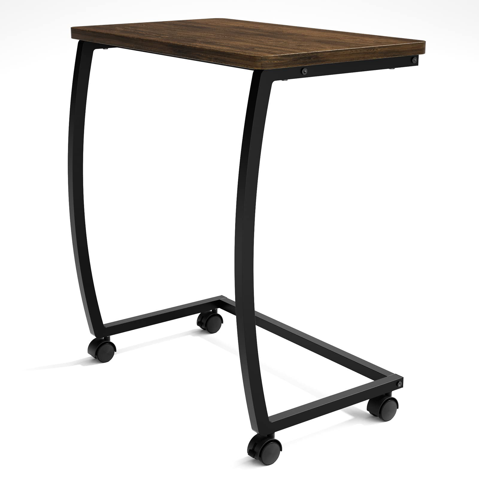 17 Stories Retro C-Shaped Side Table With Casters, Multipurpose End ...