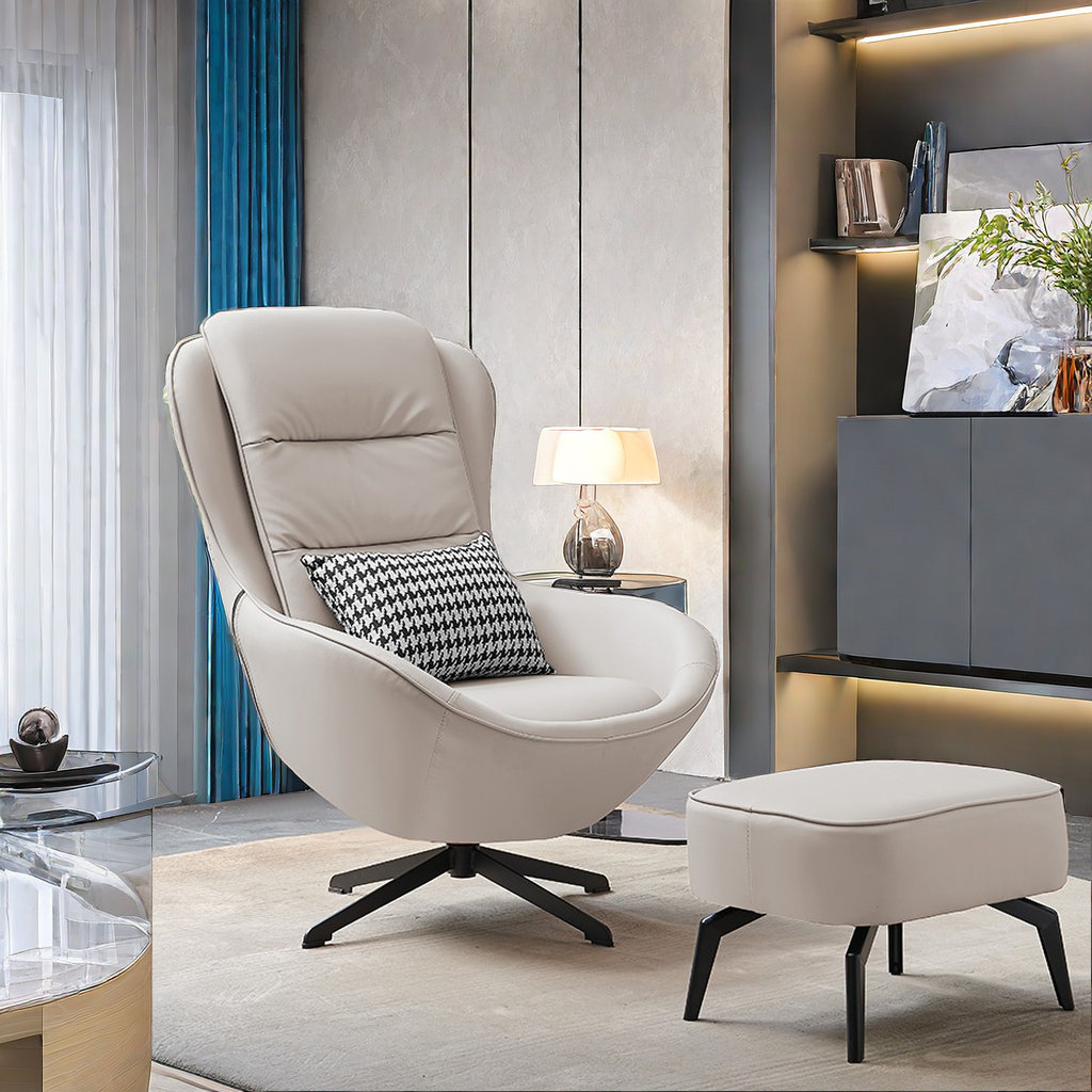 Corrigan Studio® Okeden Italian light luxury leisure swivel chair | Wayfair