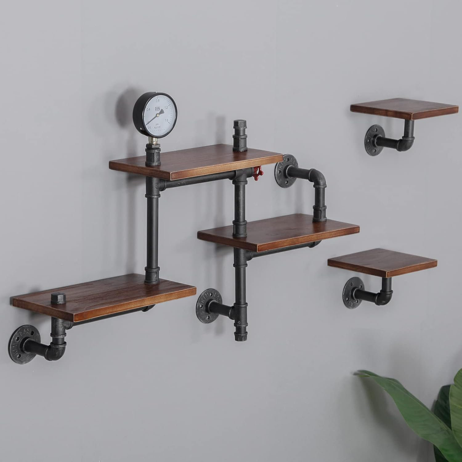 Williston Forge Furniture Industrial Rustic Pipe Shelving Floating ...