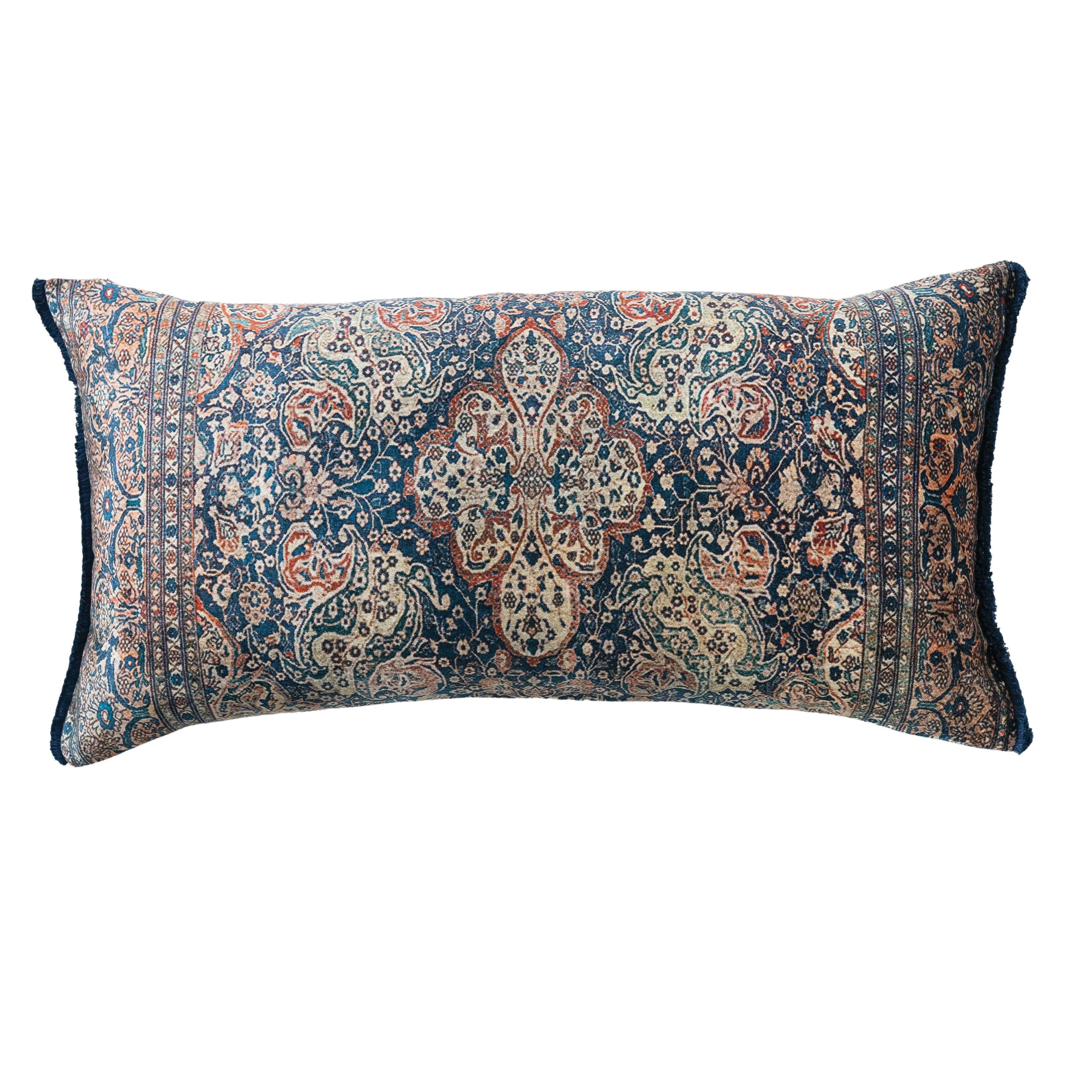 Creative Co-Op Eclectic Vintage Fringed Lumbar Pillow | Wayfair