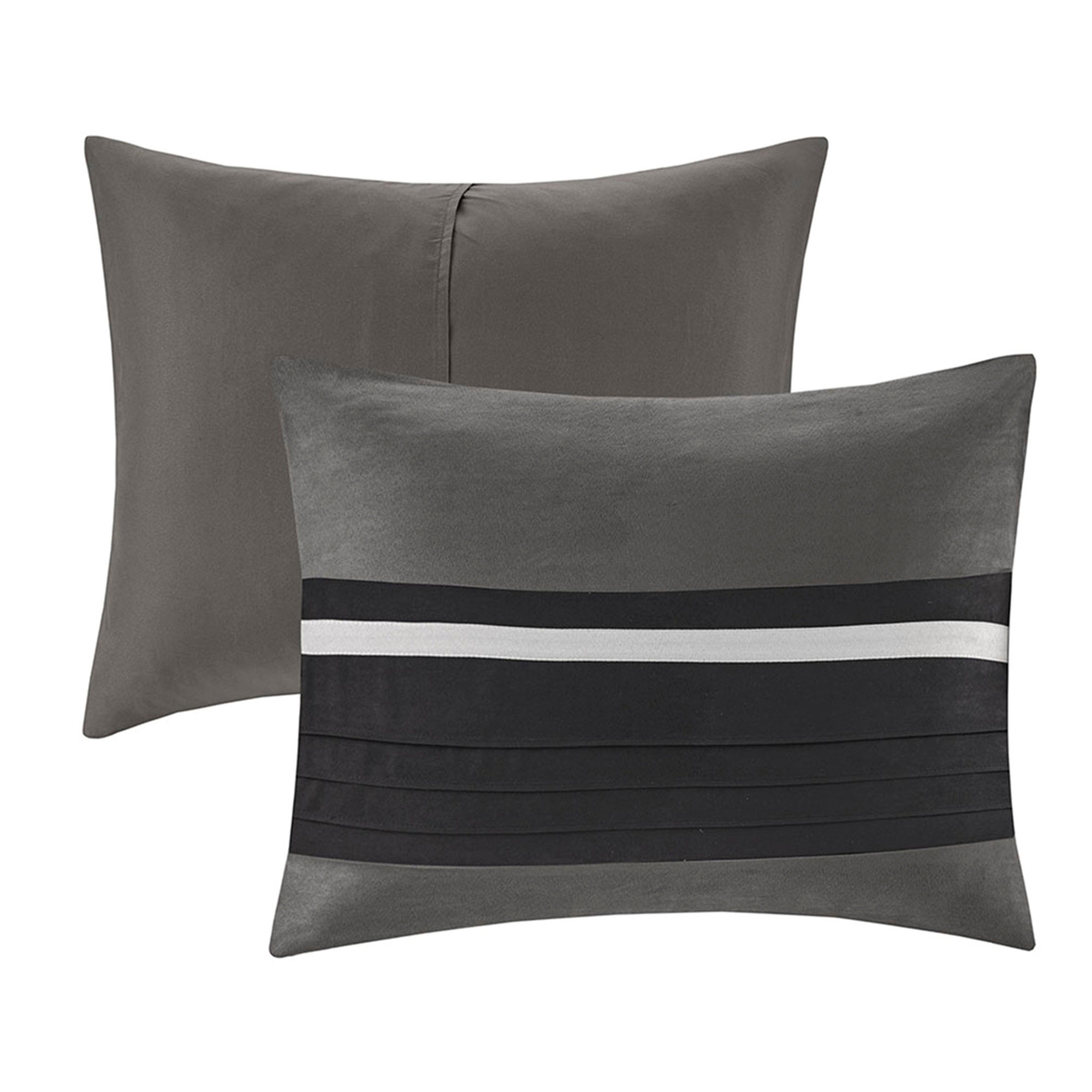 LIYU 7 PC Pieced Faux Suede Comforter Set Black | Wayfair