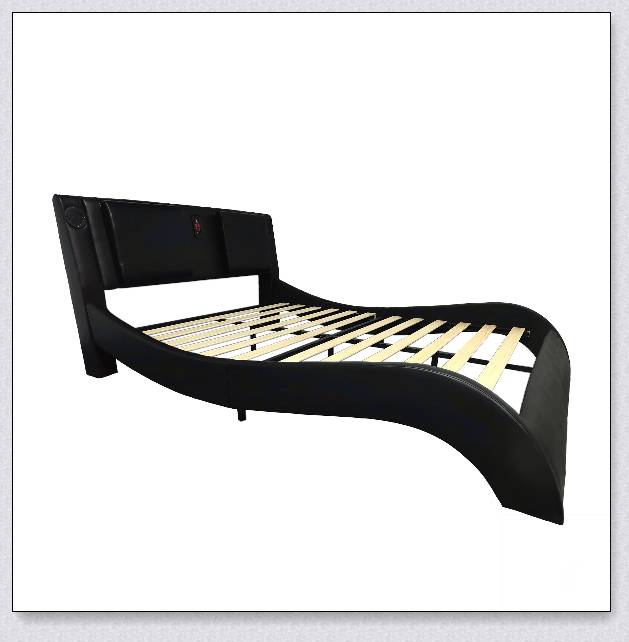 Ivy Bronx Faux Leather Upholstered Platform Bed Frame With Led Lighting ...